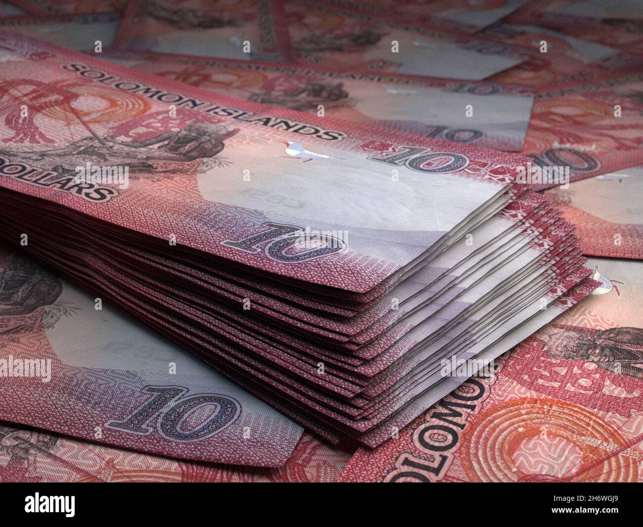 Money of Solomon Islands. Dollar bills. SBD banknotes. 10 Tok. Business ...