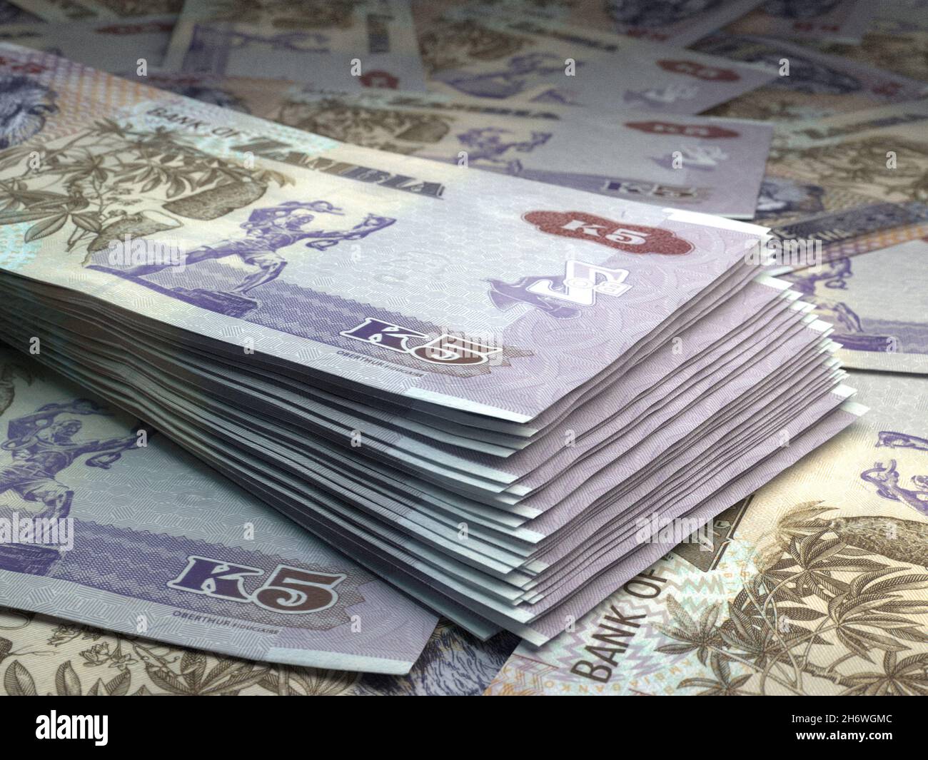 Money of Zambia. Kwacha bills. ZMW banknotes. 5 Bemba. Business ...