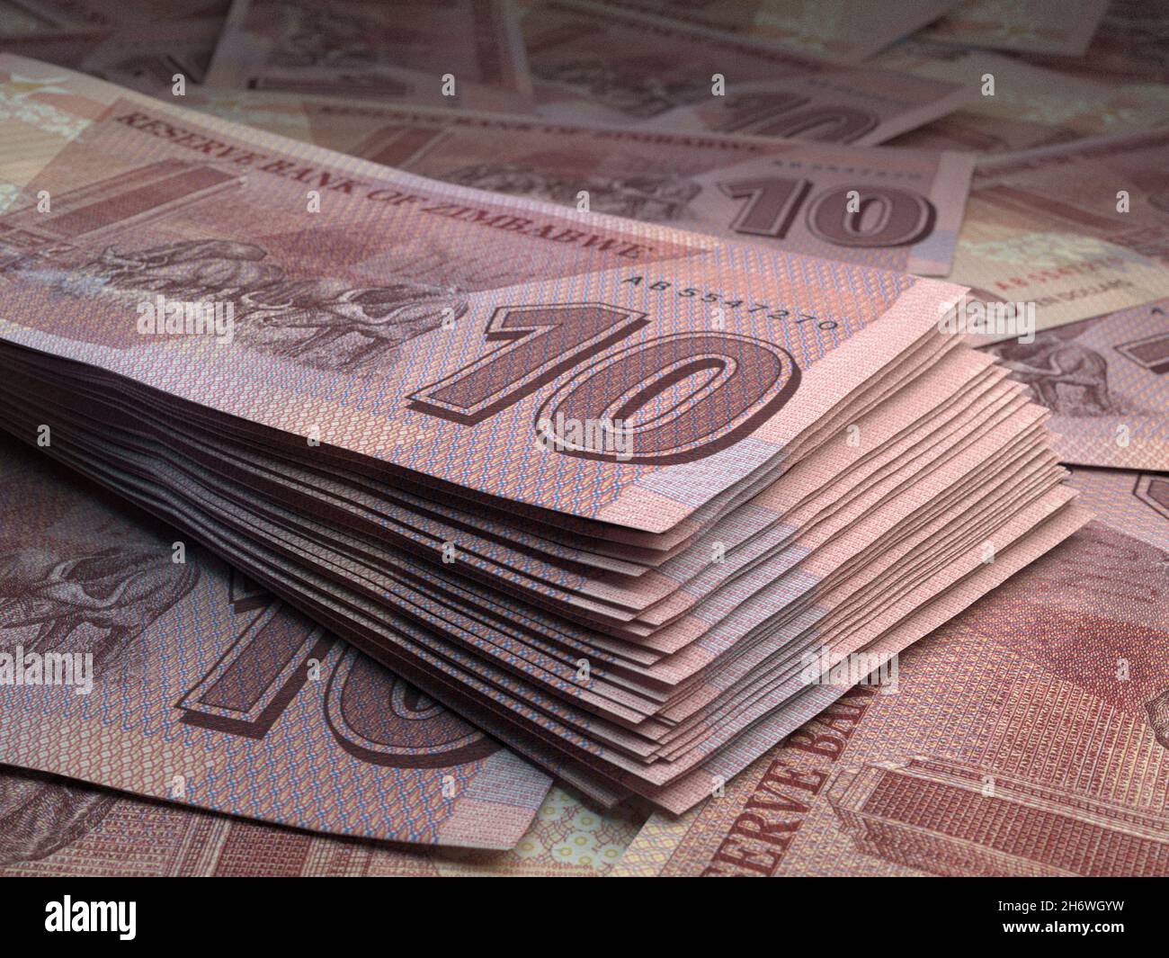 Money of Zimbabwe. Zimbabwean dollar bills. ZWL banknotes. 10 dollars ...