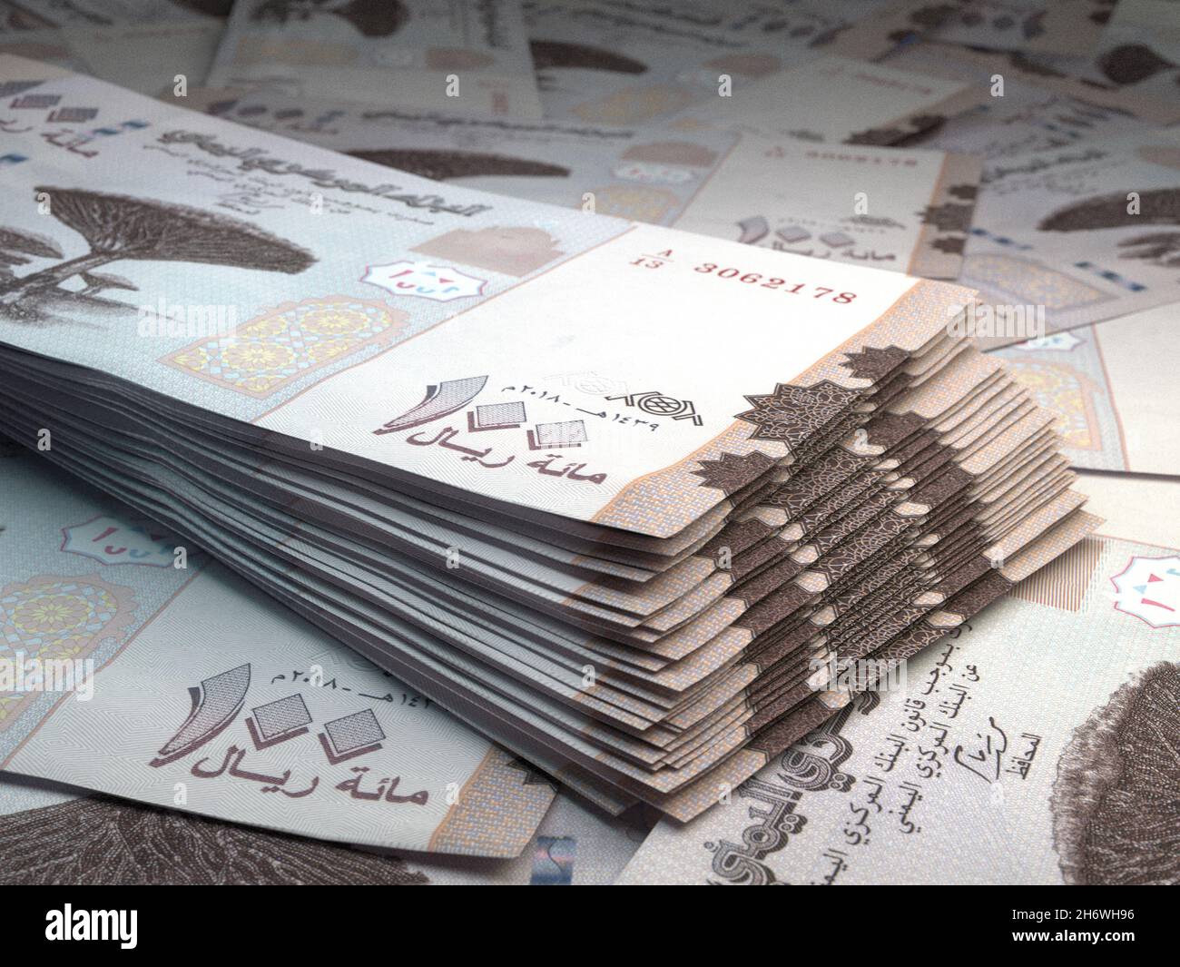 Money of Yemen. Rial bills. YER banknotes. 100 Arabic. Business ...