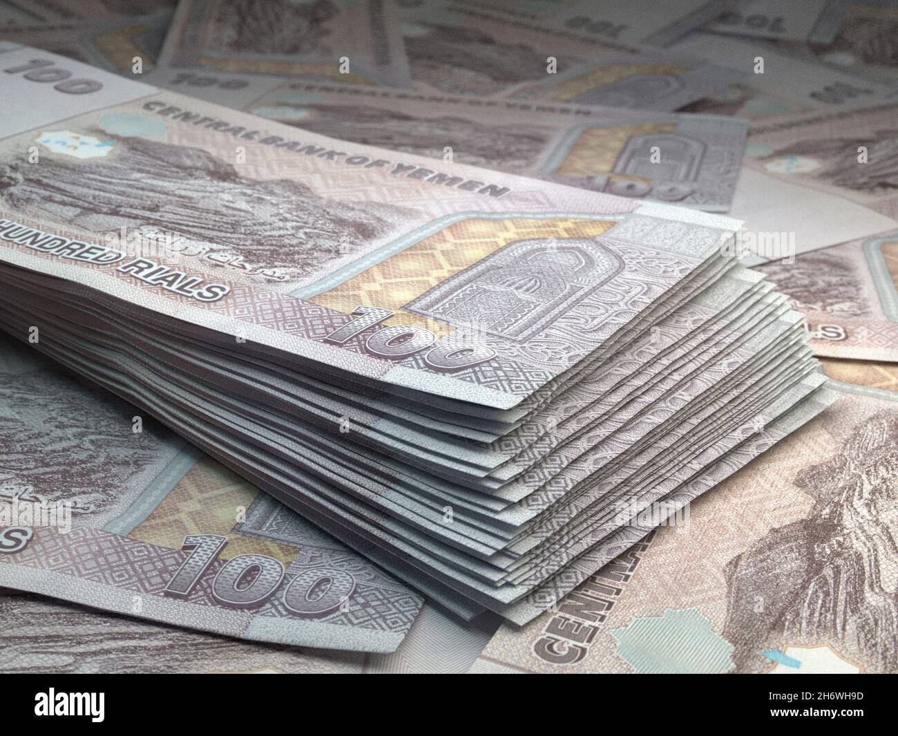 Money of Yemen. Rial bills. YER banknotes. 100 Arabic. Business ...
