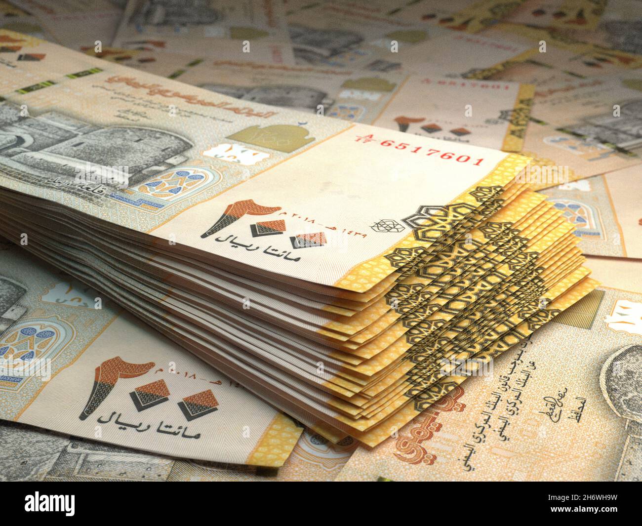 Money of Yemen. Rial bills. YER banknotes. 200 Arabic. Business ...