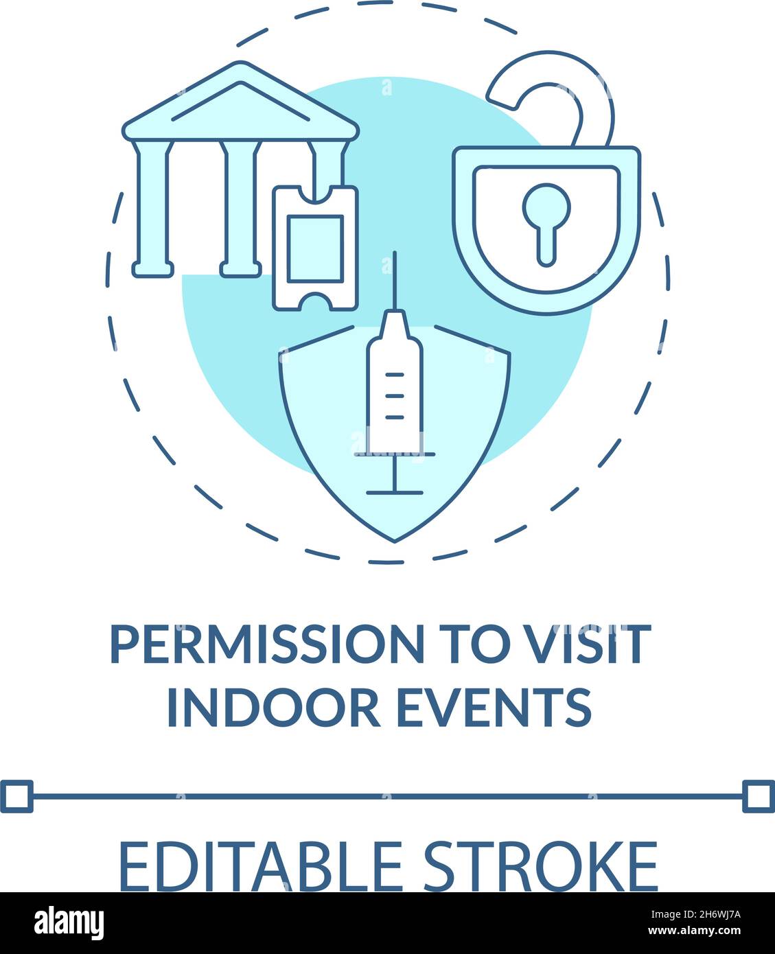 Permission to visit indoor events blue concept icon Stock Vector Image ...