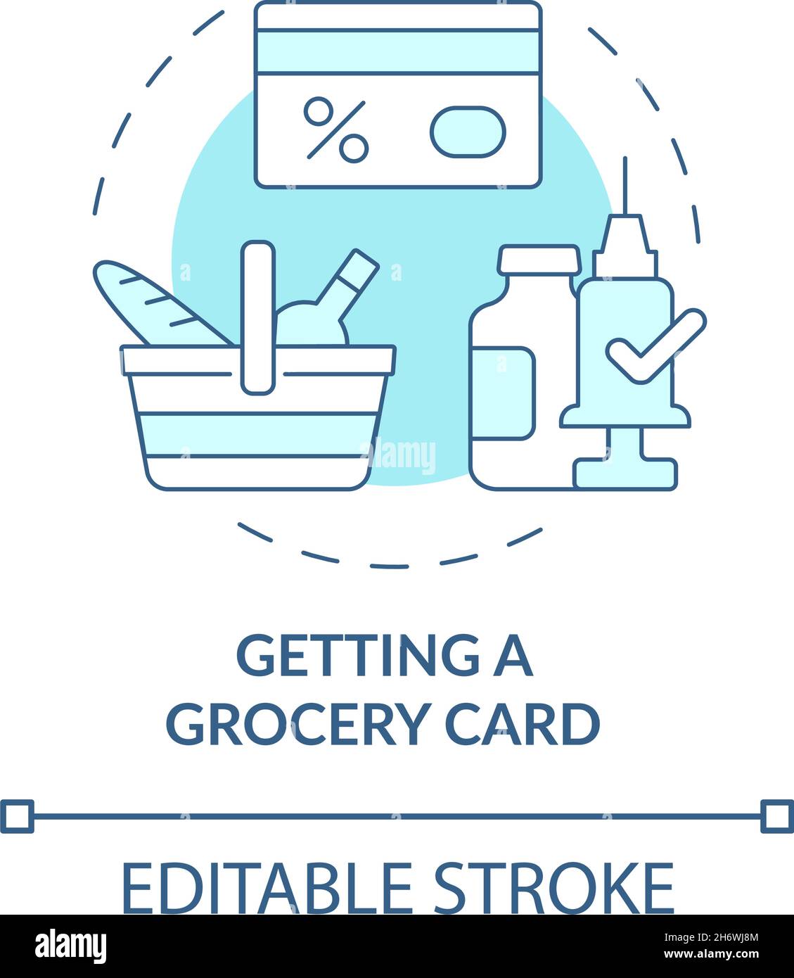 Getting grocery card blue concept icon Stock Vector Image & Art - Alamy