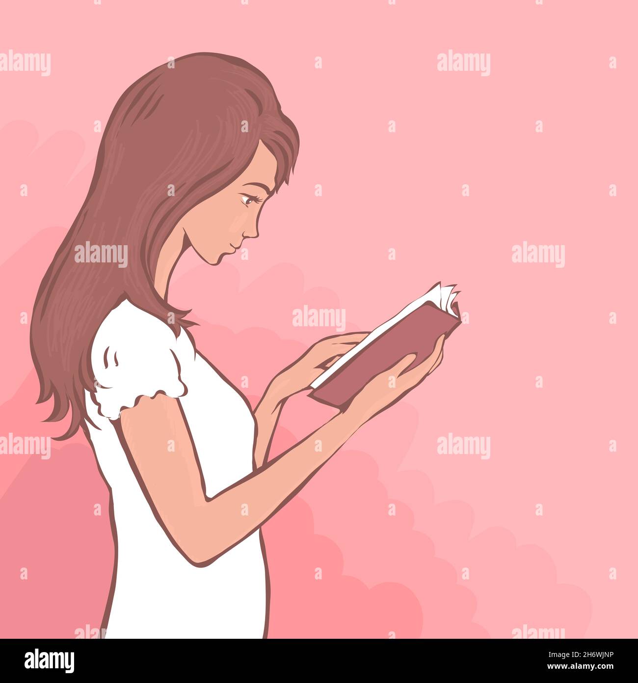 Beautiful young girl reads a book. Knowledge and education. Reading ...