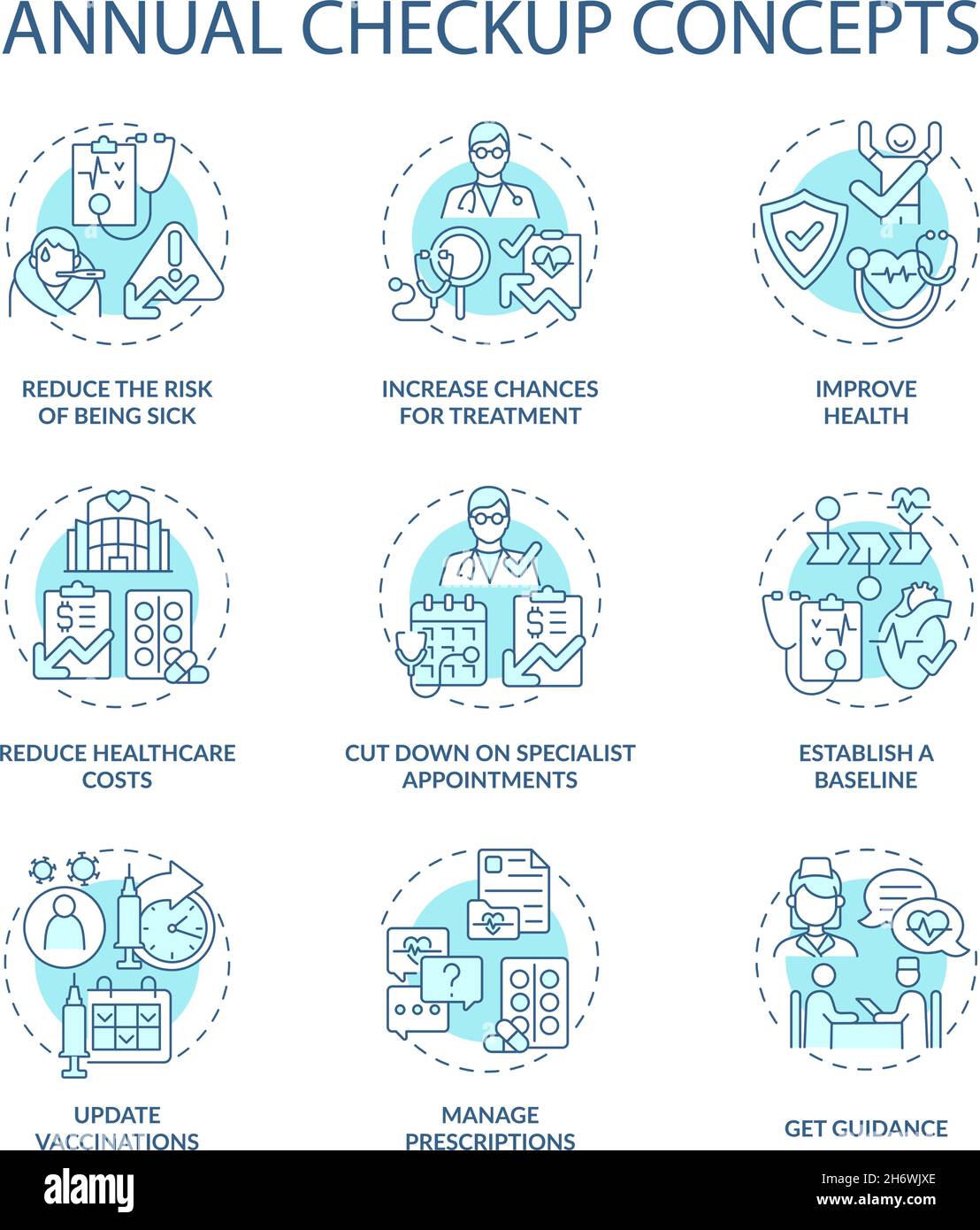 Annual Checkup Blue Concept Icons Set Stock Vector Image And Art Alamy