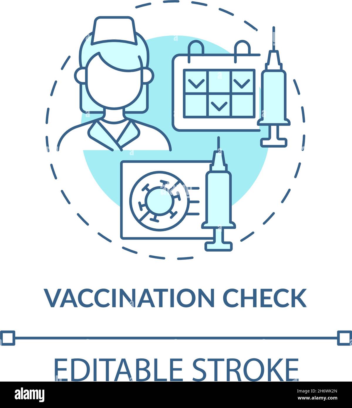 Vaccination check blue concept icon Stock Vector Image & Art - Alamy