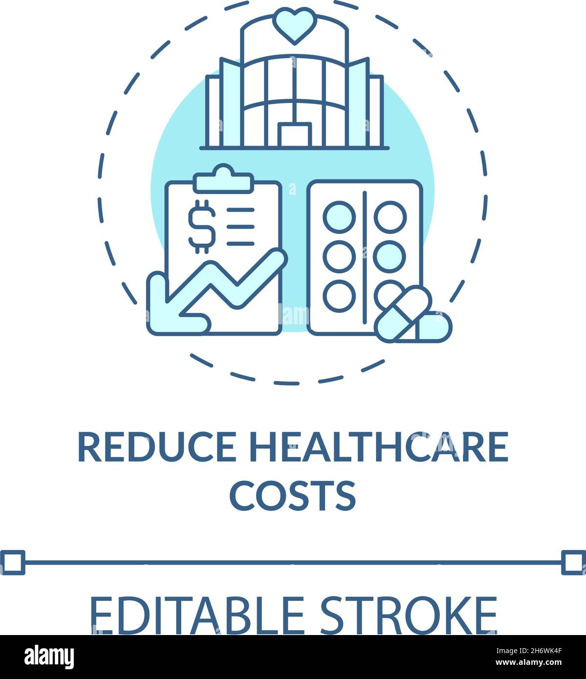 Reduce healthcare costs blue concept icon Stock Vector Image & Art - Alamy