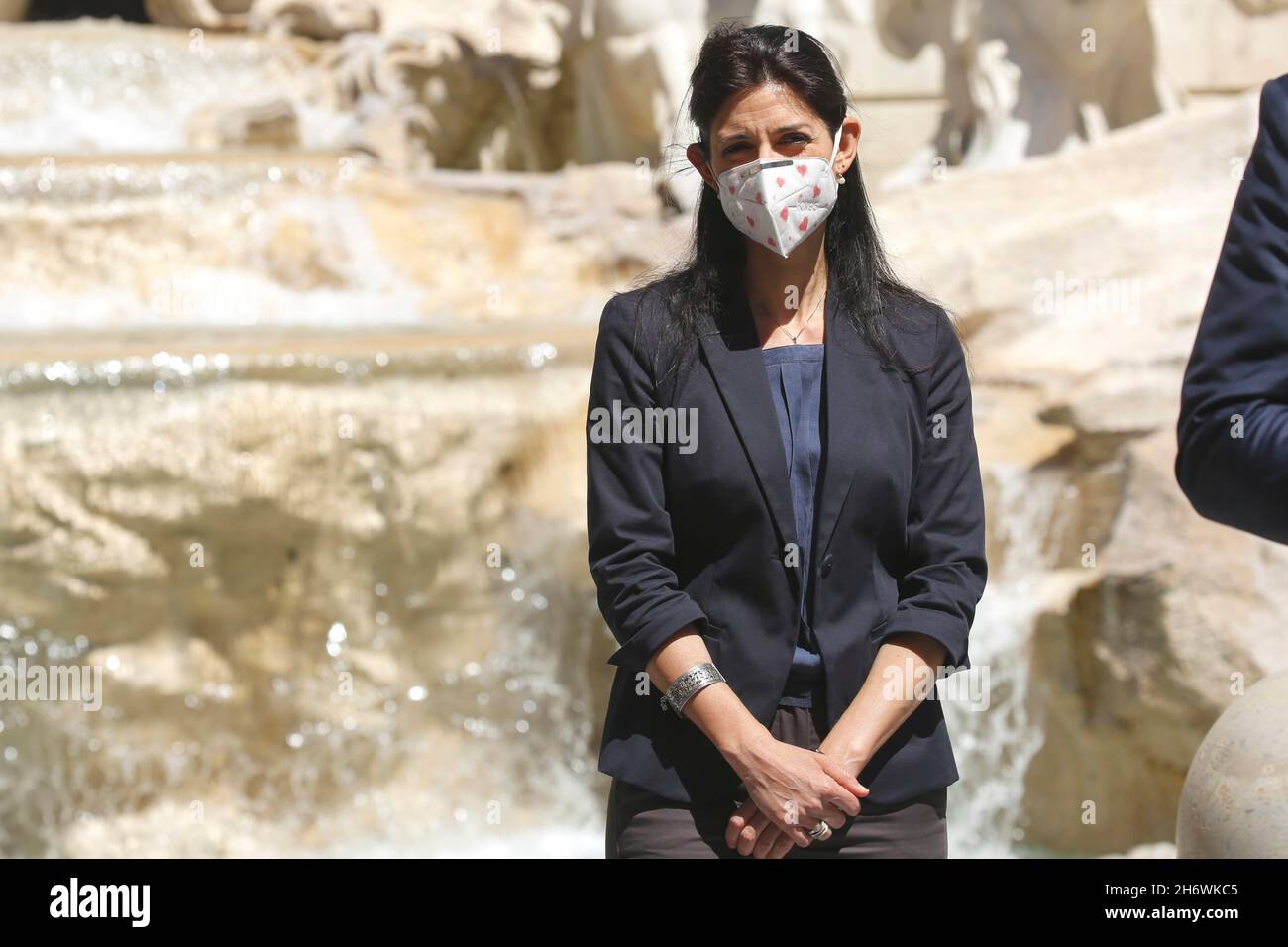 Italy, Rome, May 28, 2020 : Rome Mayor Virginia Raggi, wearing a safety ...