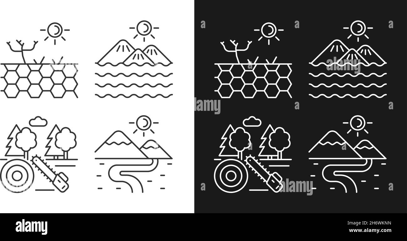 Diverse landforms linear icons set for dark and light mode Stock Vector ...