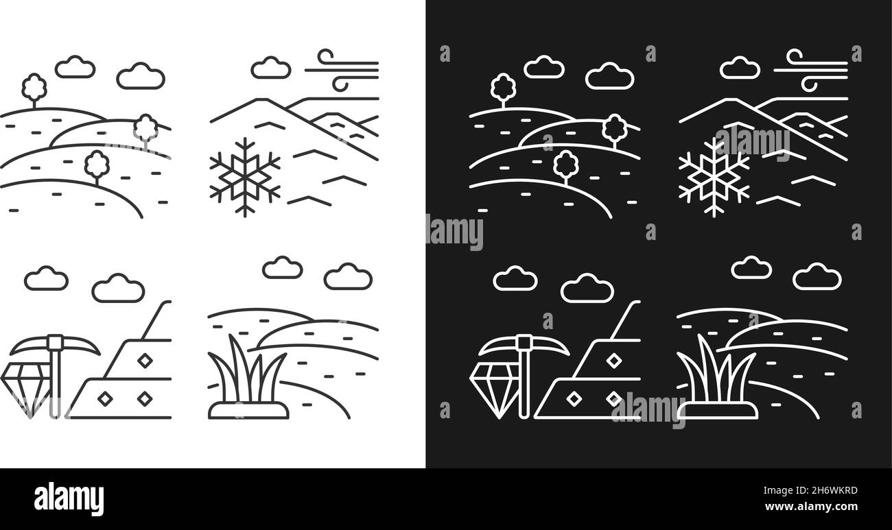 Land diversity linear icons set for dark and light mode Stock Vector ...