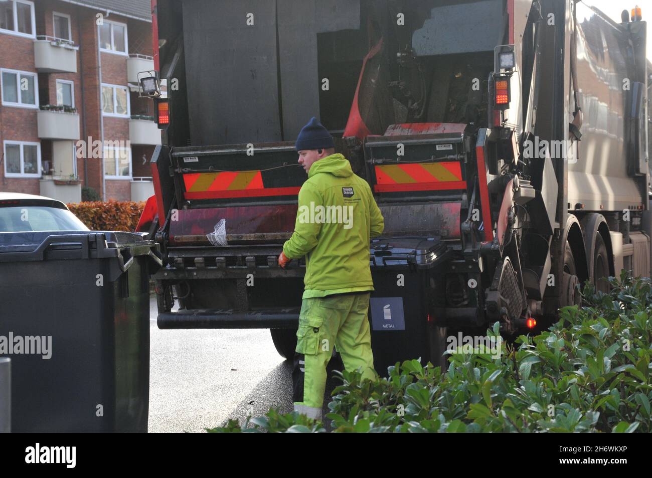 Copenhagen/Denmark./18 November 2021/Renovation man or waste collector ...