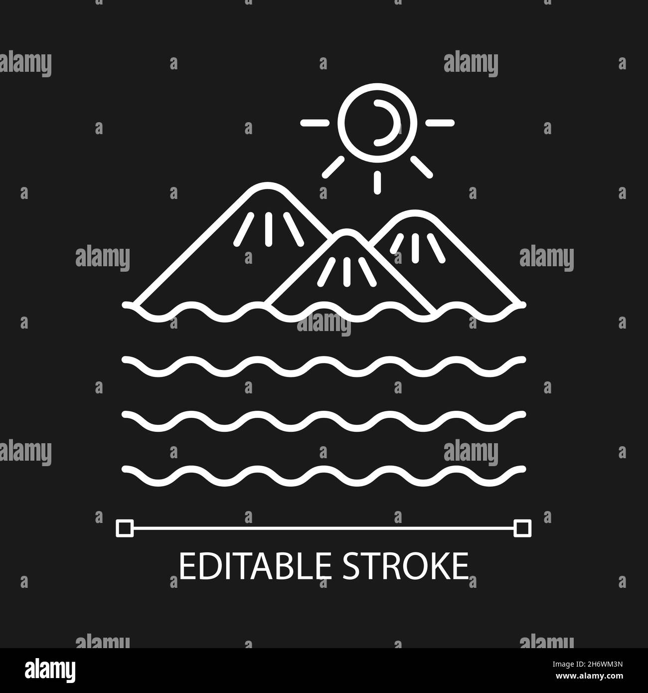 Island white linear icon for dark theme Stock Vector Image & Art - Alamy