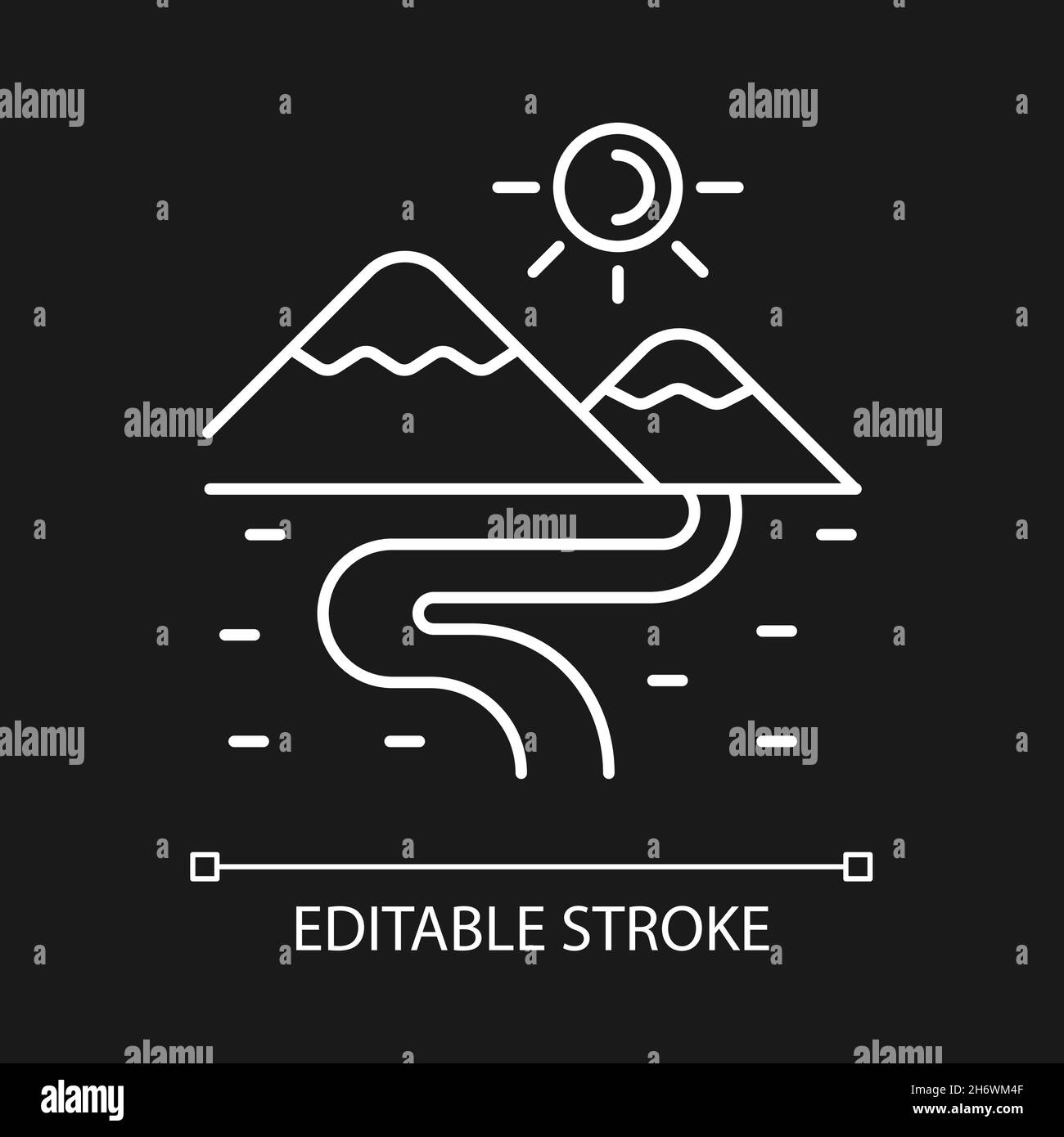 Valley white linear icon for dark theme Stock Vector Image & Art - Alamy