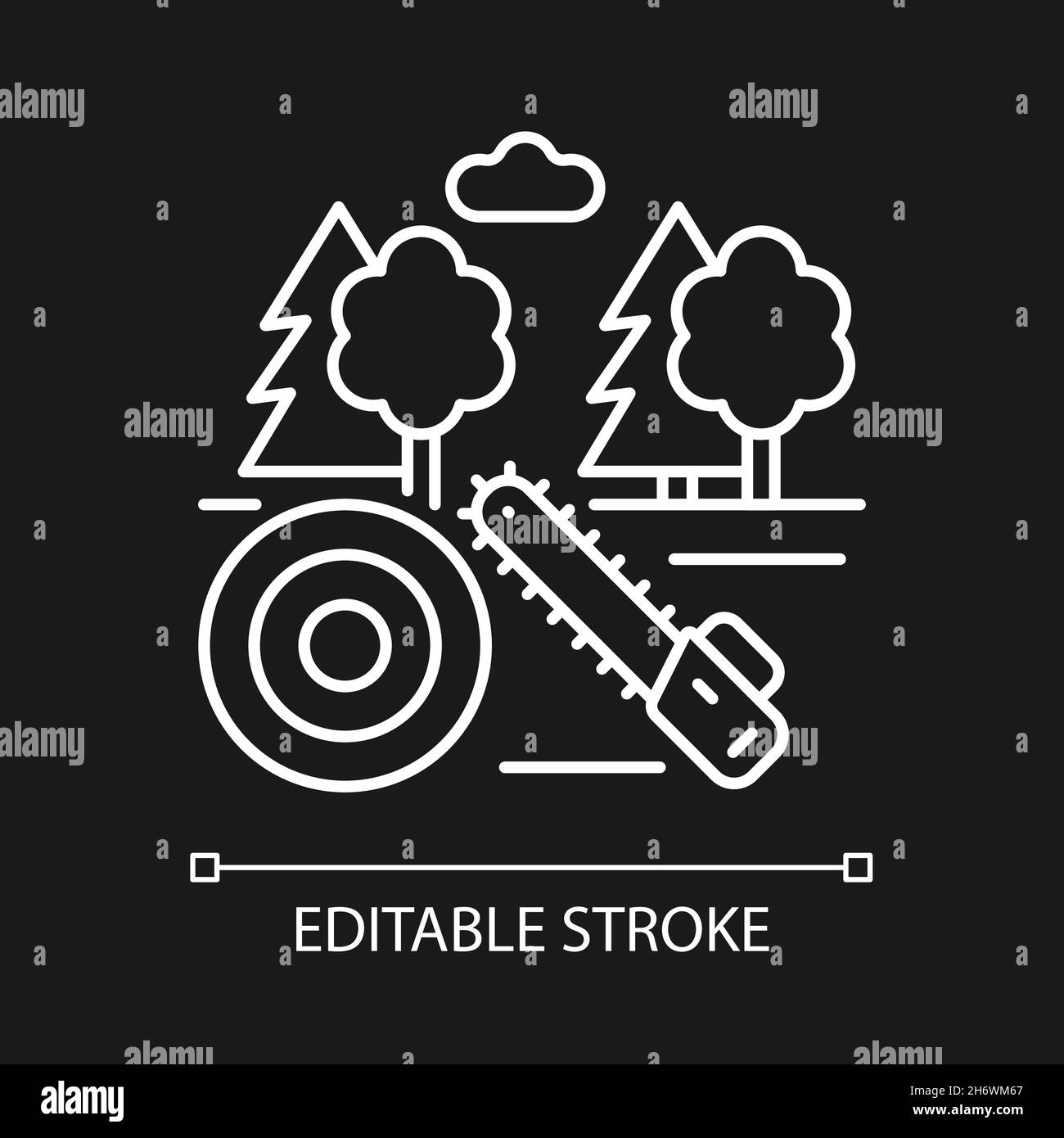 Working forest white linear icon for dark theme Stock Vector Image ...