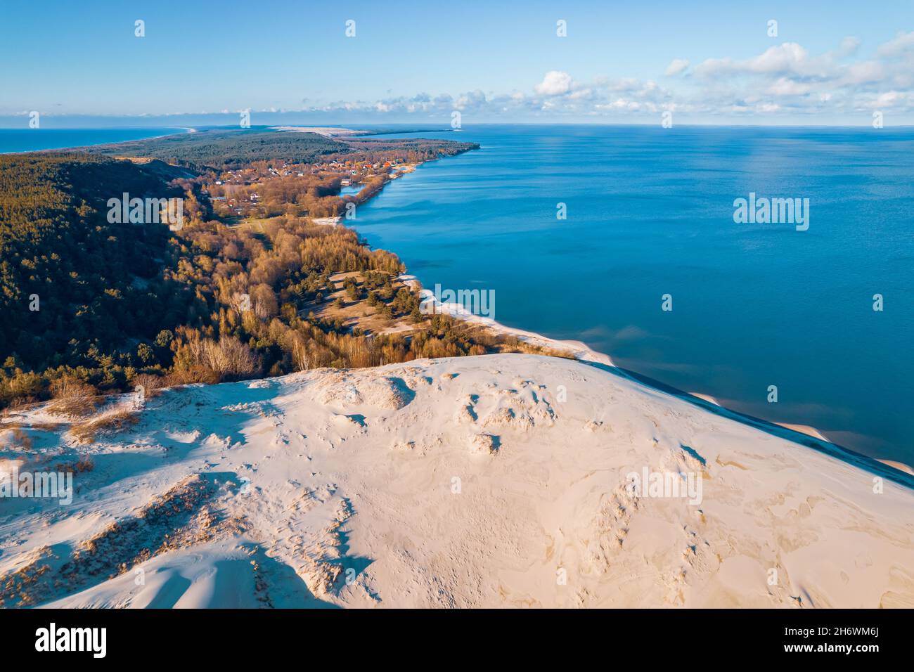 National park Curonian Spit from above Kaliningrad Russia, aerial top ...