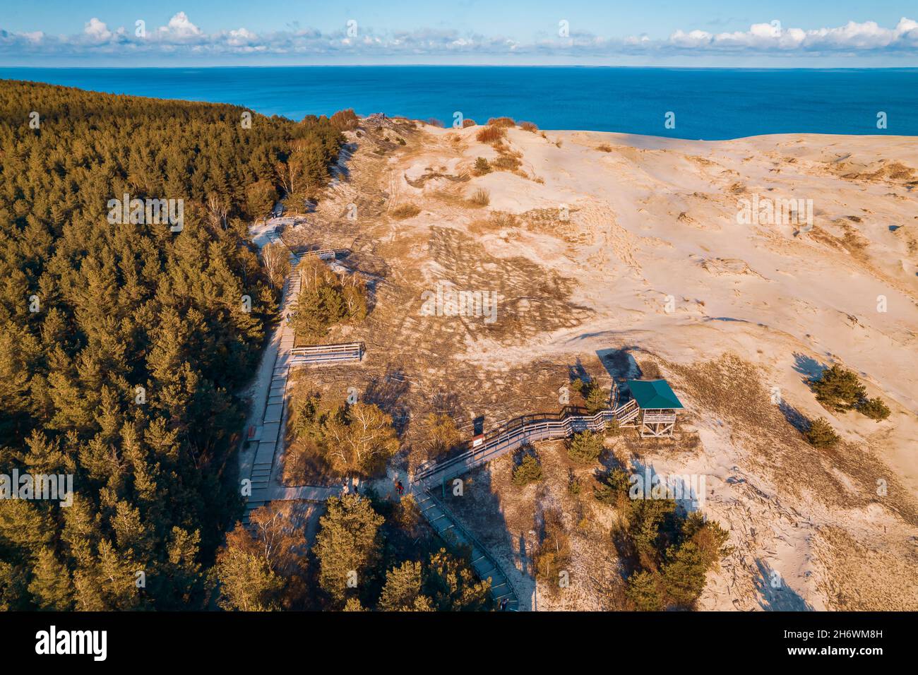 National park Sand dunes Curonian Spit from above Kaliningrad Russia ...