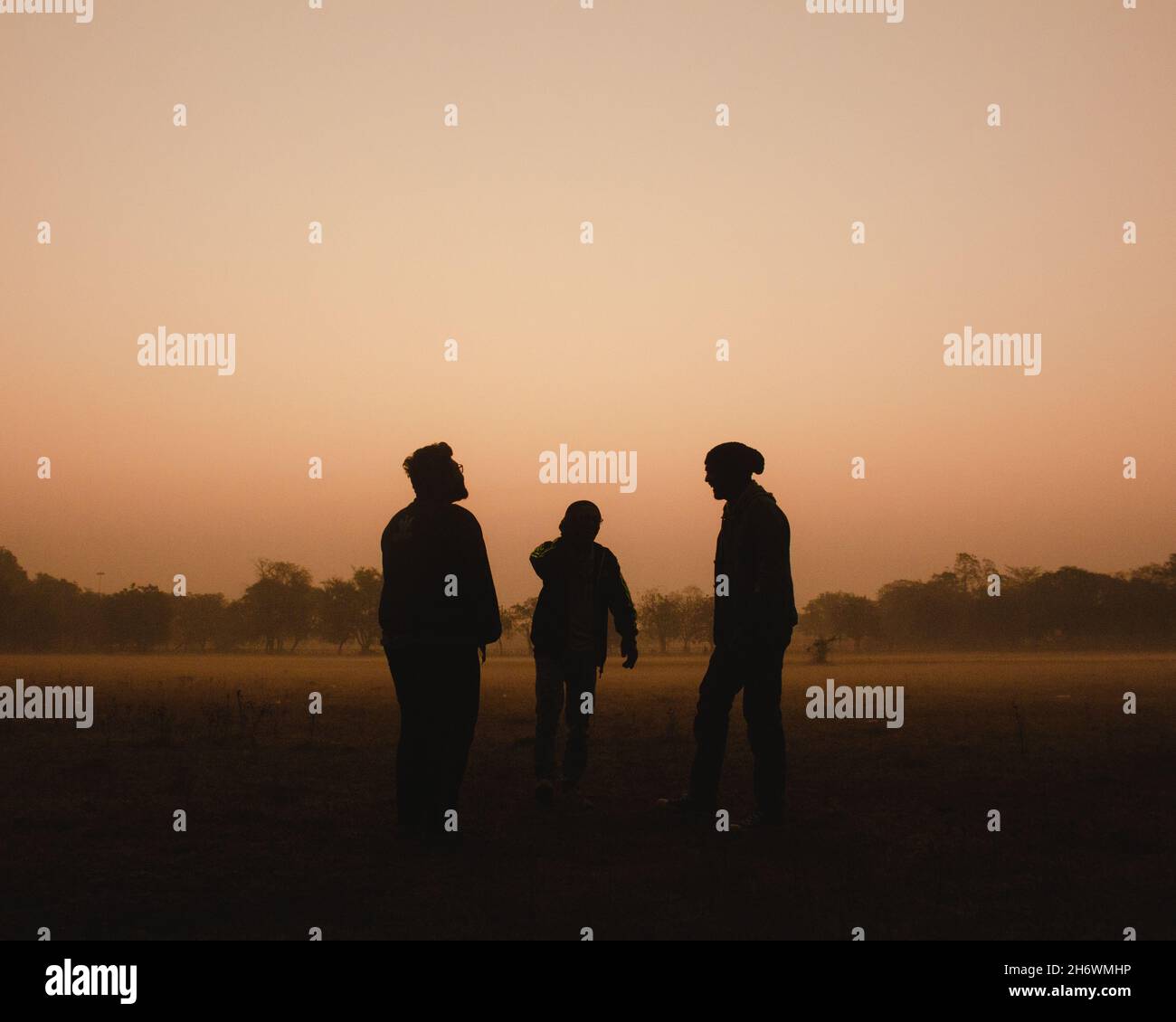 Foggy Winter Morning with Friends exploring and making memories Stock ...