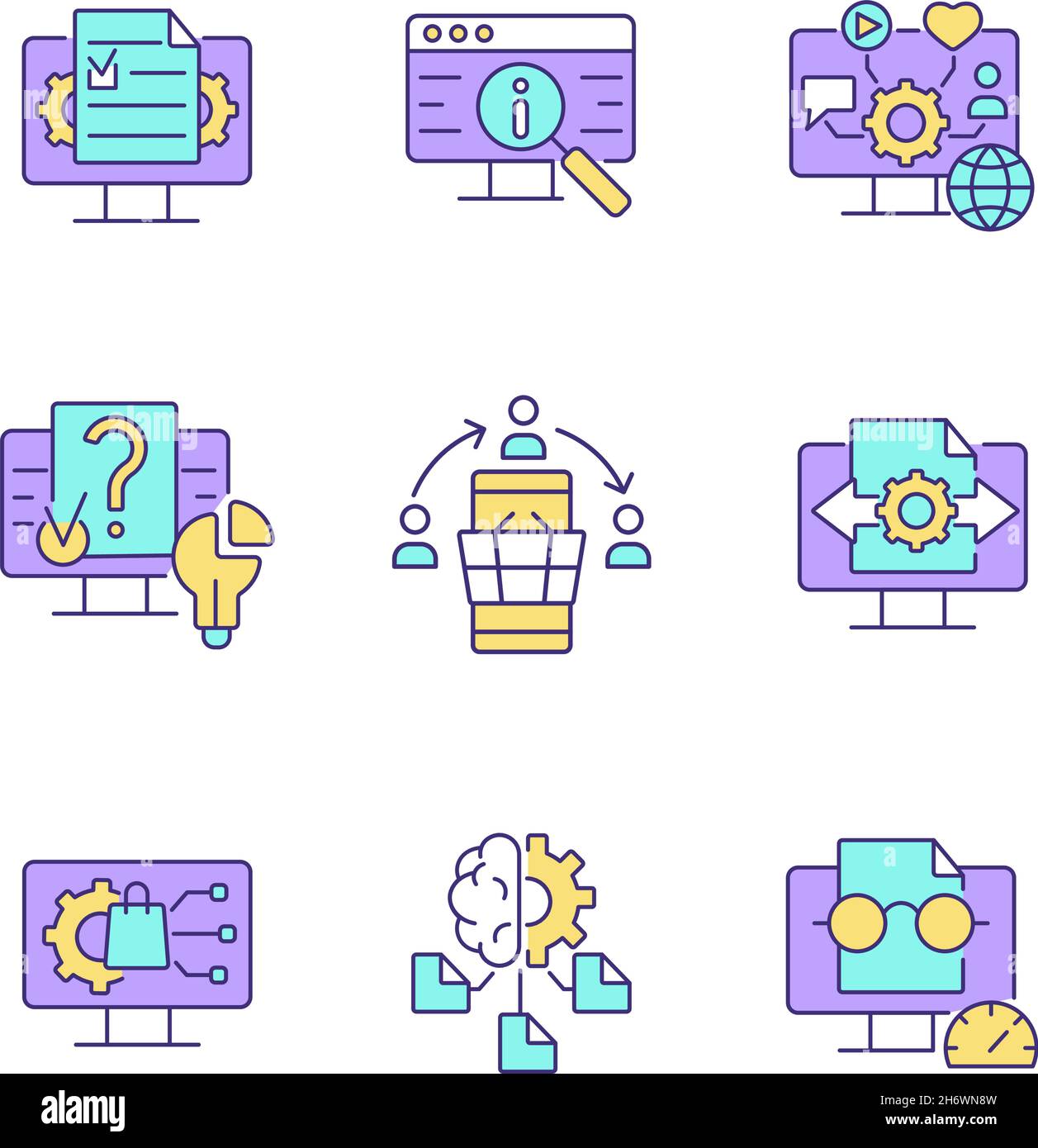 Digital literacy skills RGB color icons set Stock Vector Image & Art ...