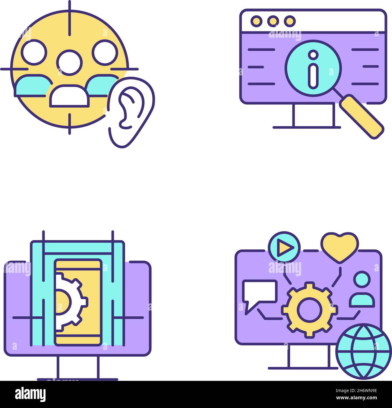 Gaining digital proficiency RGB color icons set Stock Vector Image & Art - Alamy