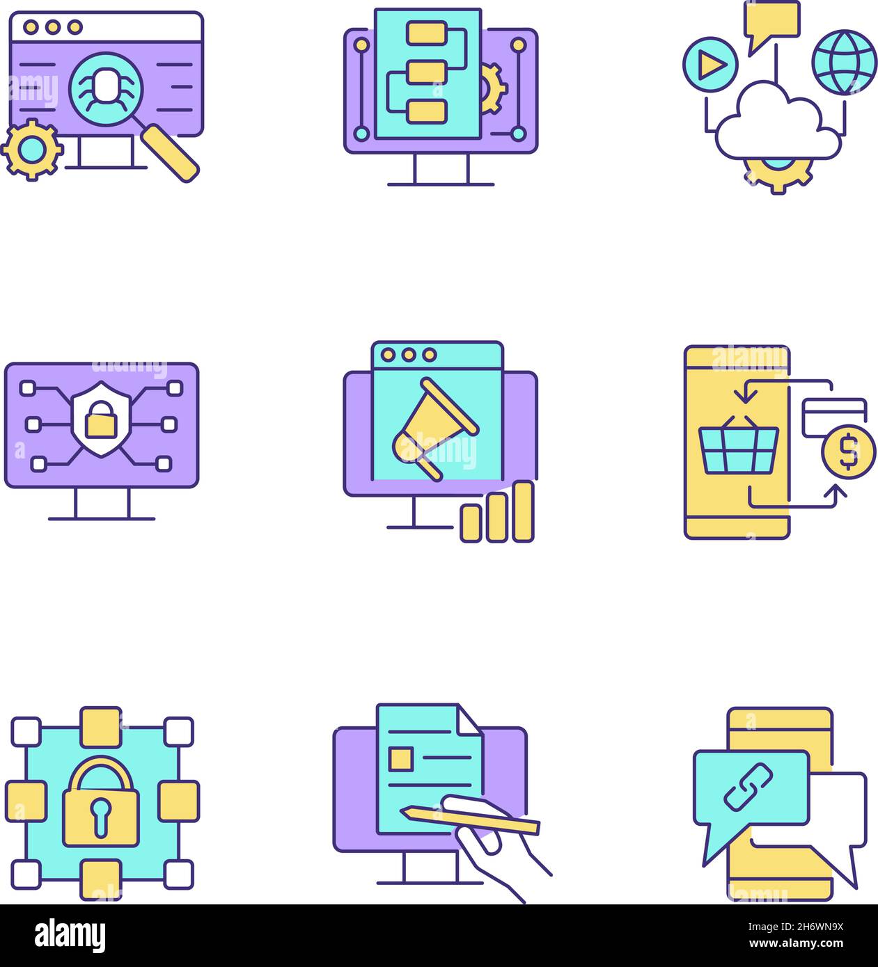 Digital proficiency RGB color icons set Stock Vector Image & Art - Alamy