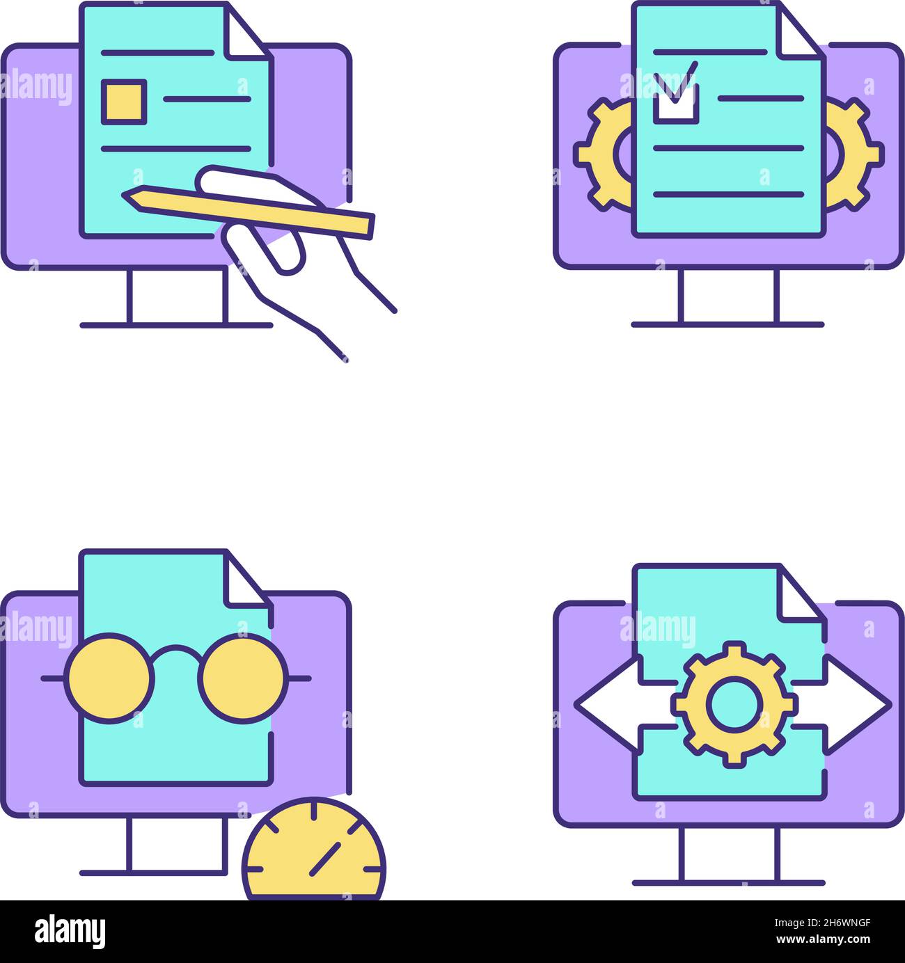 Thin line icons knowledge management hi-res stock photography and ...