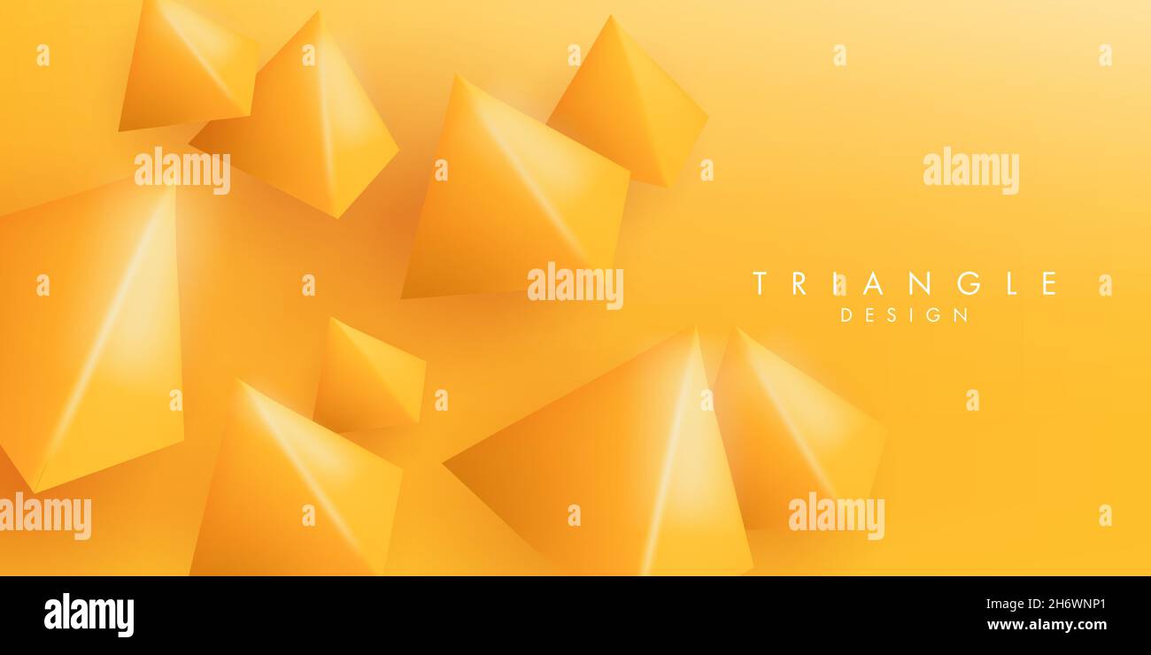yellow background with 3d triangle shapes creating decorated backdrop ...