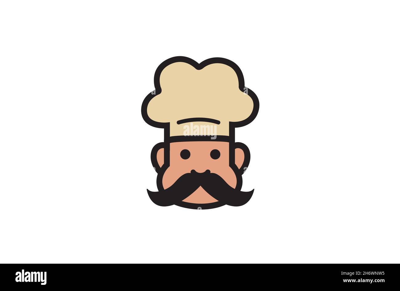 Creative Cute Chef Head With Moustache Logo Design Symbol Vector ...