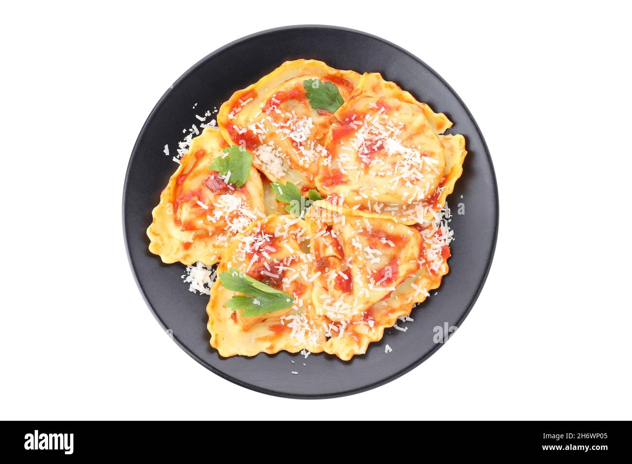 Plate with delicious ravioli isolated on white background Stock Photo ...