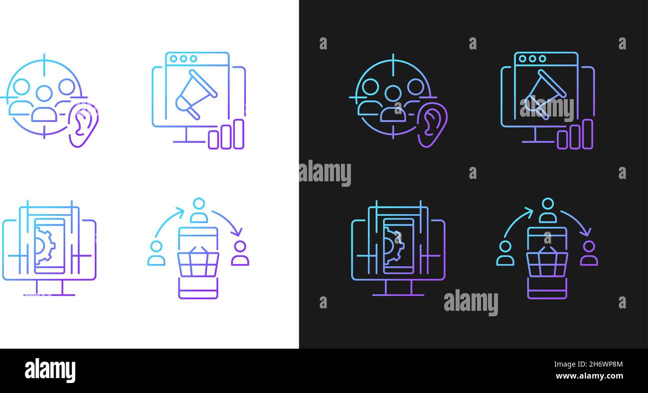 Gaining digital proficiency gradient icons set for dark and light mode Stock Vector Image & Art ...