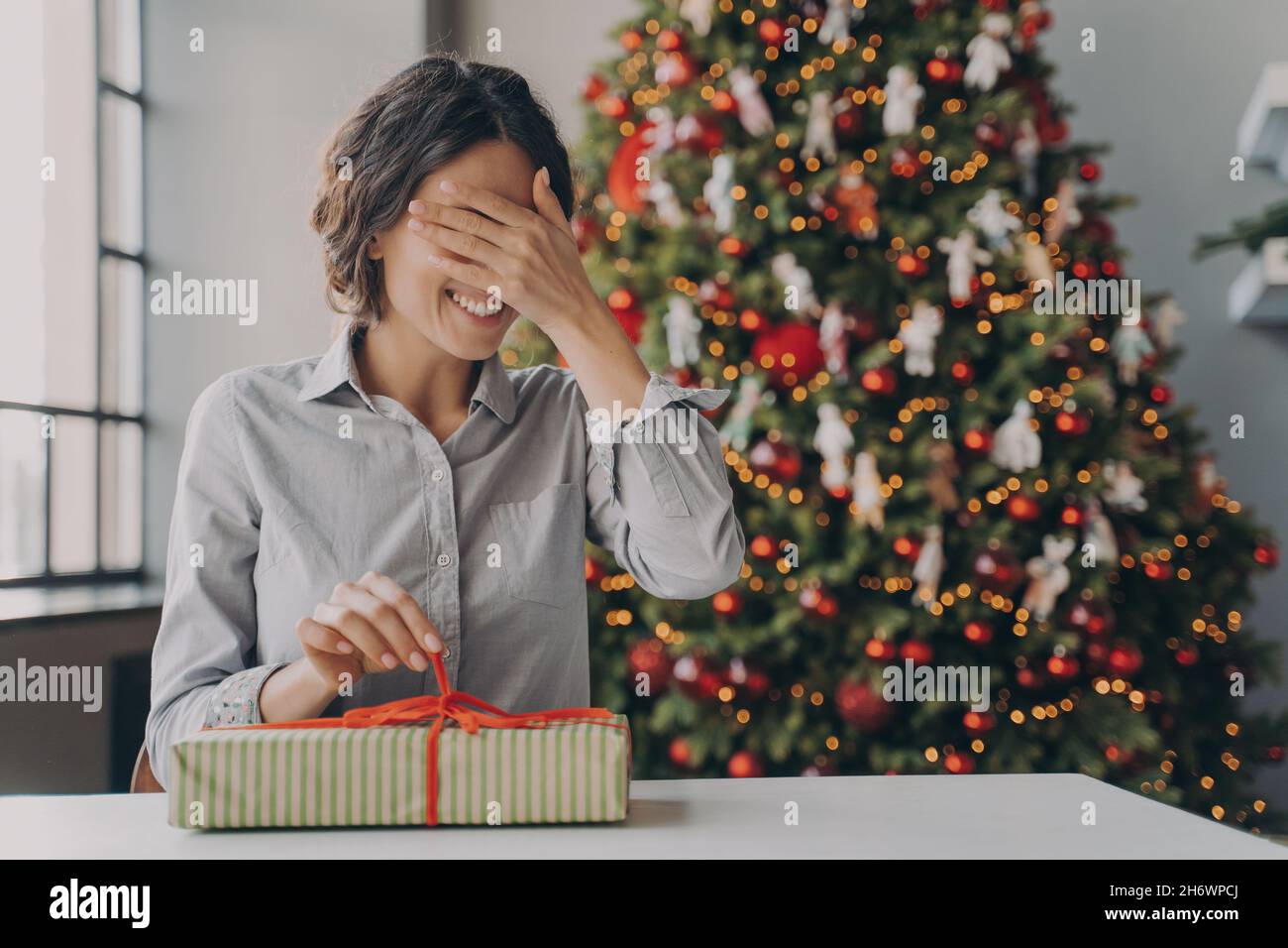 Covering Eyes Surprise Gift High Resolution Stock Photography and ...