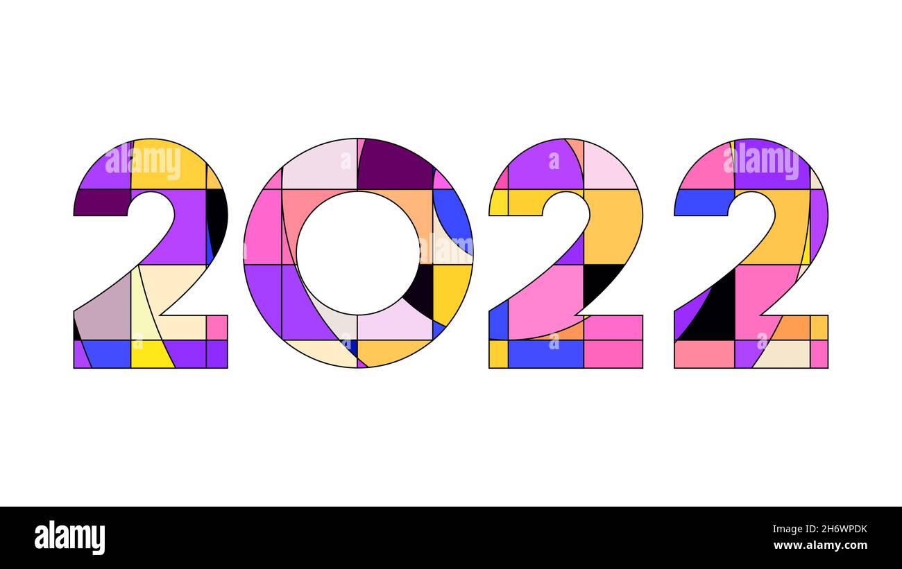 Numeral 2022 with trendy color striped pattern. Modern design Stock ...