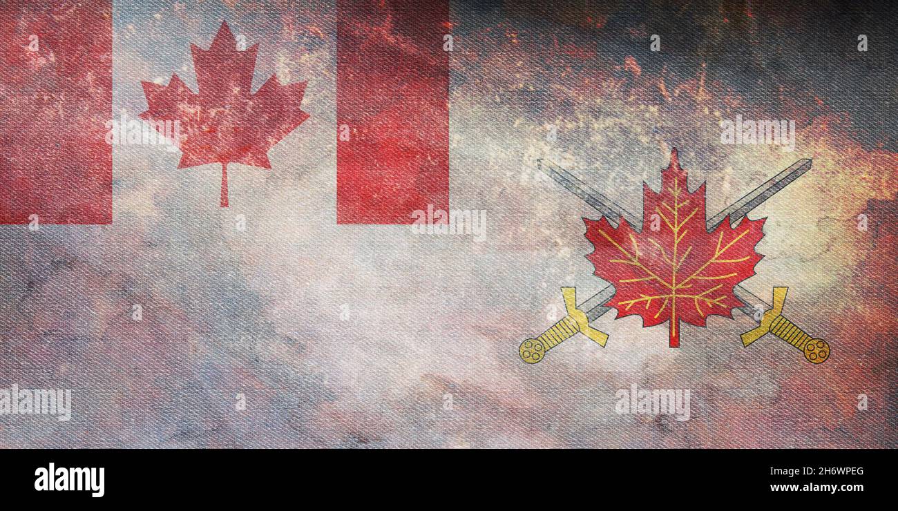 Top view of retro flag of Land Force Command 1998 2013 , Canada with ...