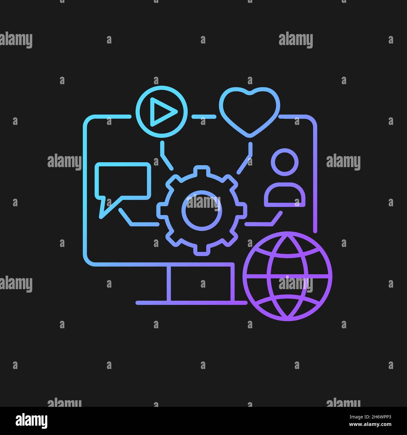 Social media management gradient vector icon for dark theme Stock ...