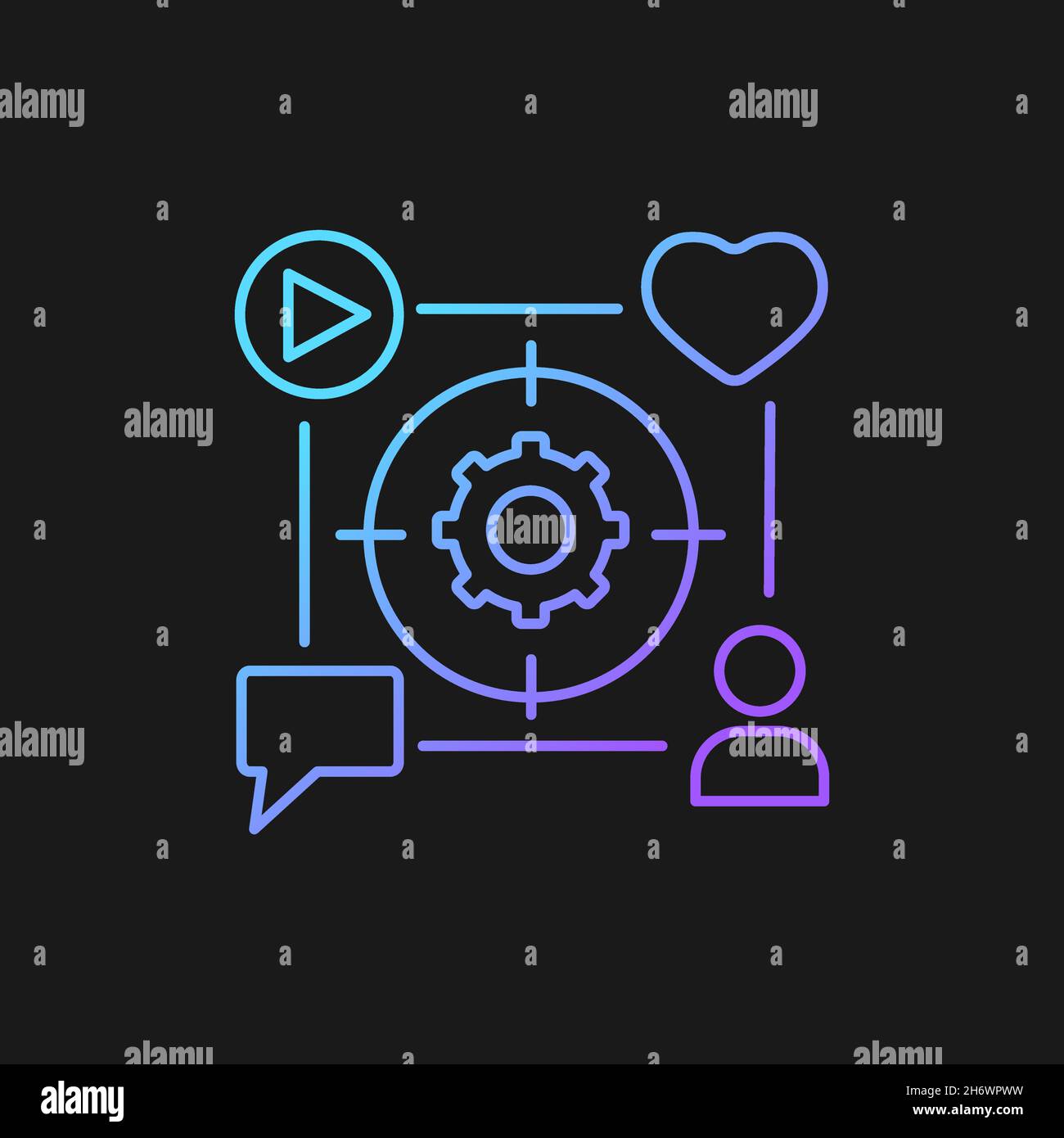 Focus and attention management gradient vector icon for dark theme ...