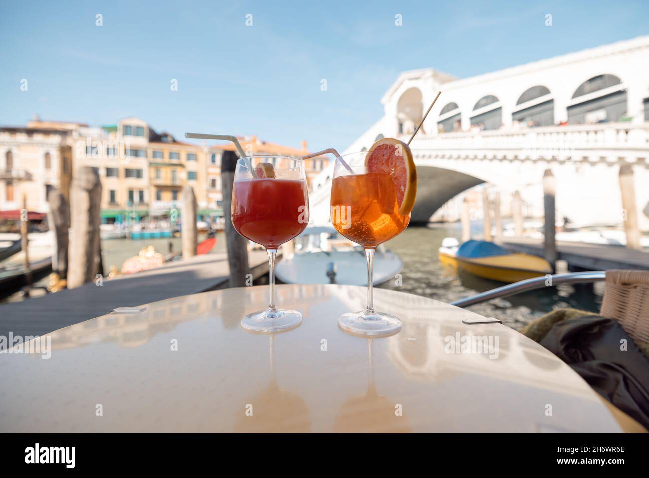 Two drinks at outdoor cafe in Venice, Italy Stock Photo - Alamy