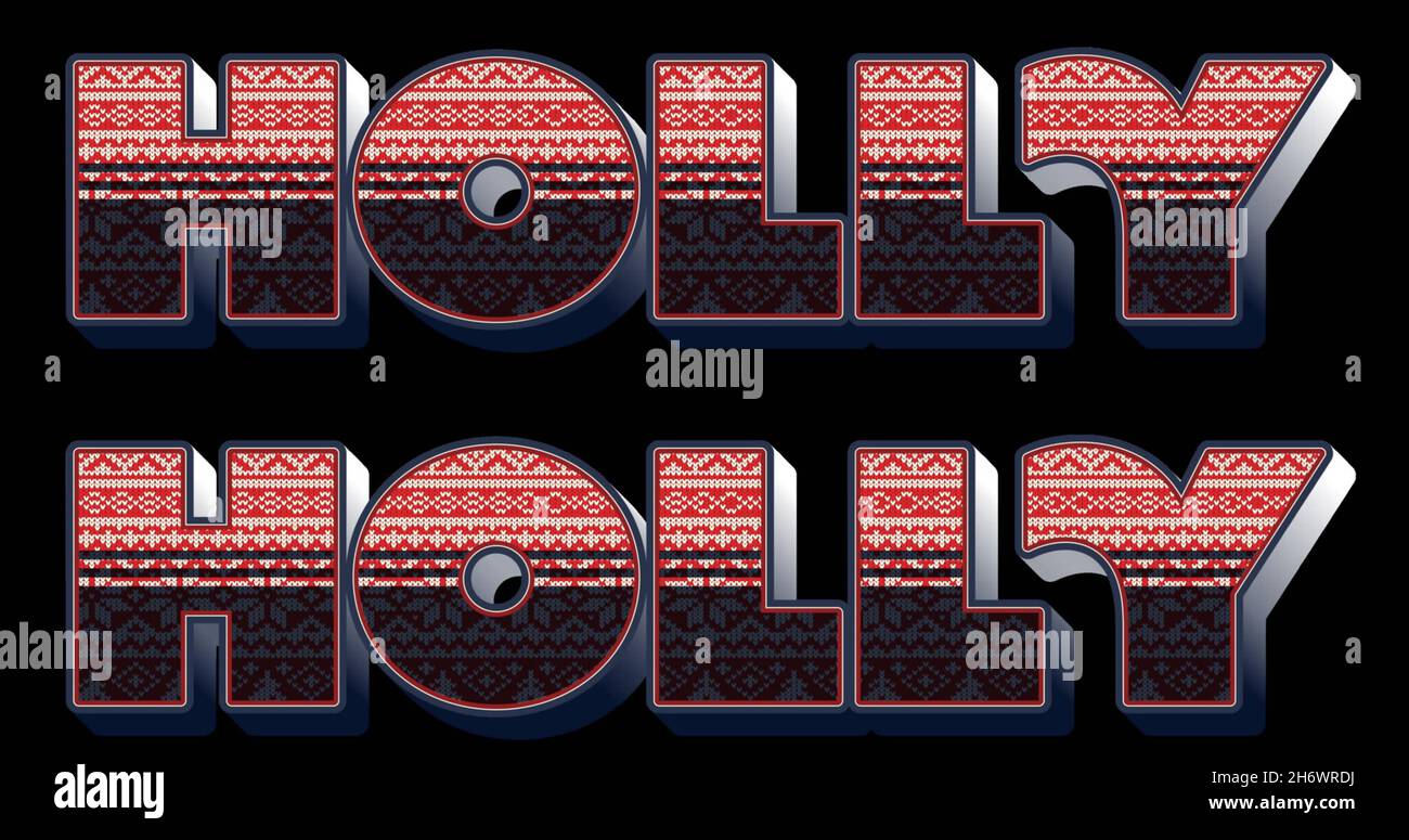 Image of holly text in repetition at christmas on black background ...