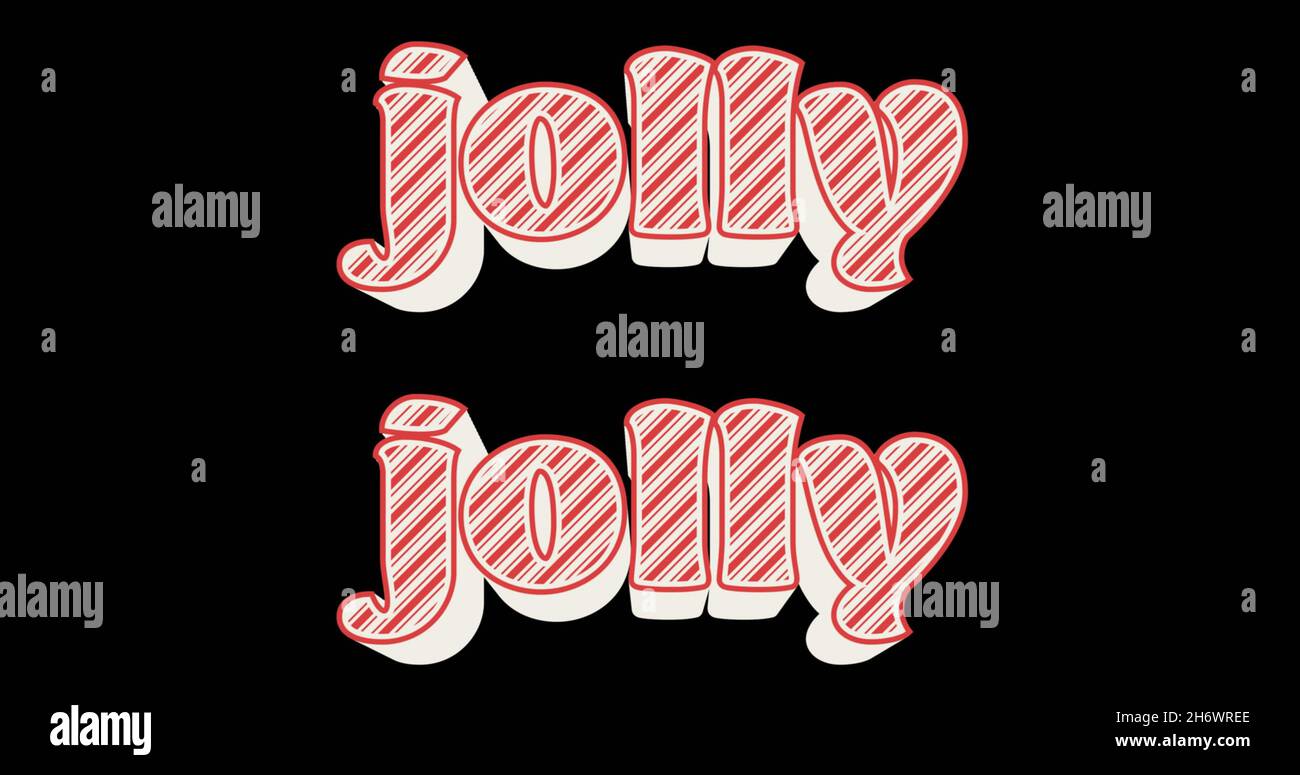 Image of jolly text in repetition at christmas on black background ...