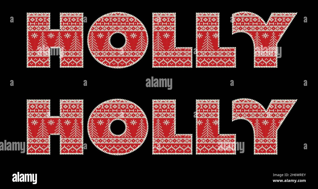 Image of holly text in repetition at christmas on black background ...