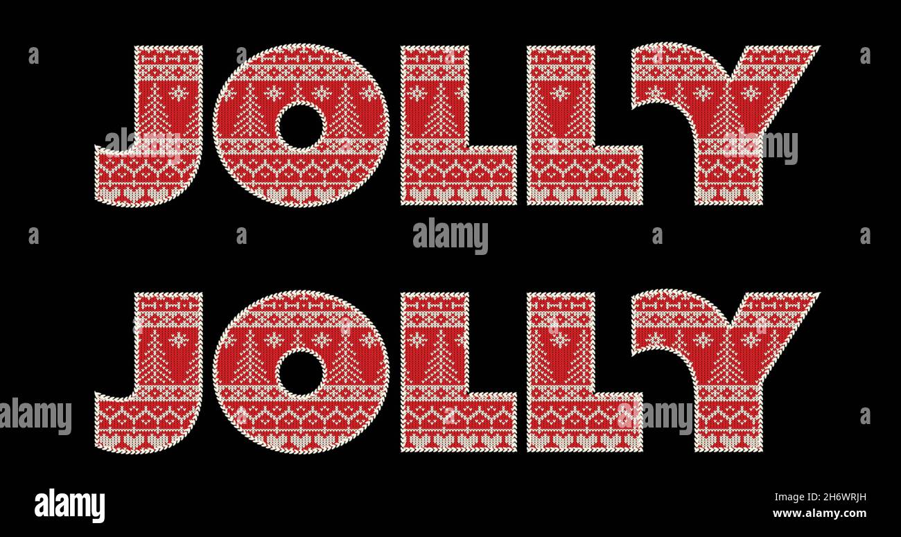 Image of jolly text in repetition at christmas on black background ...