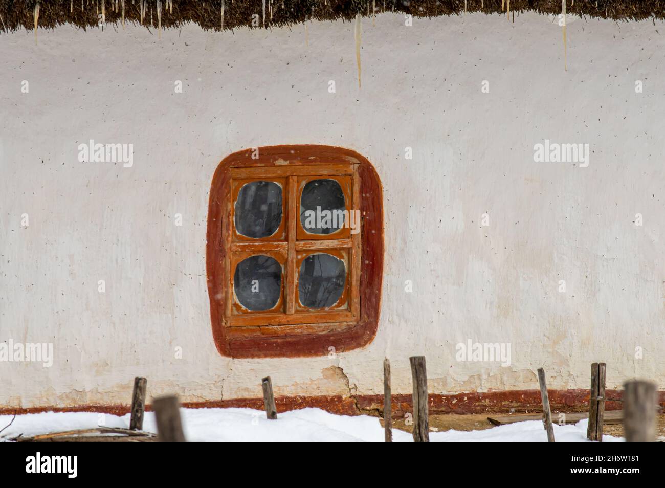 Old wooden window of Ukrainian house Stock Photo - Alamy