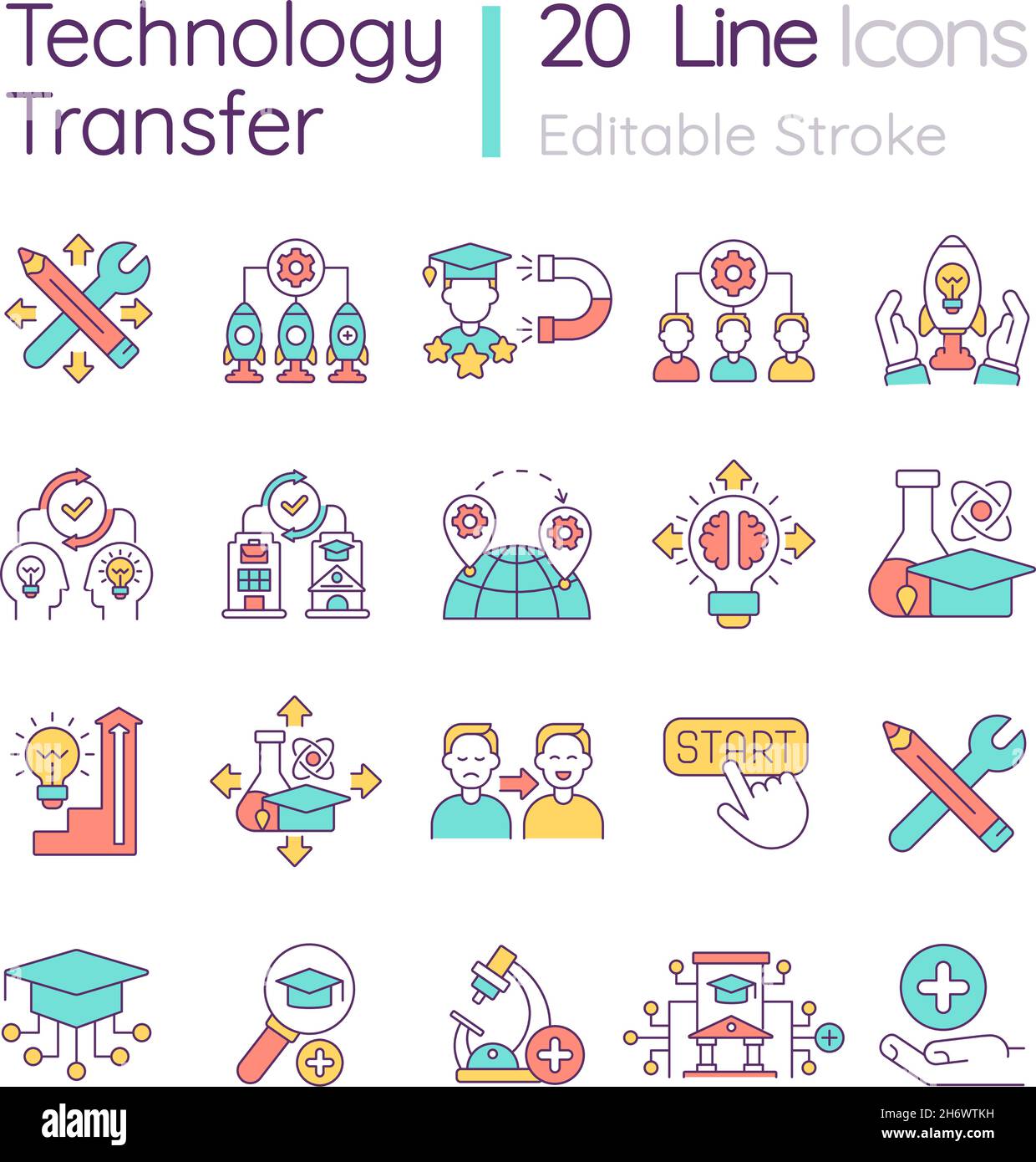 Technology transfer RGB color icons set Stock Vector Image & Art - Alamy