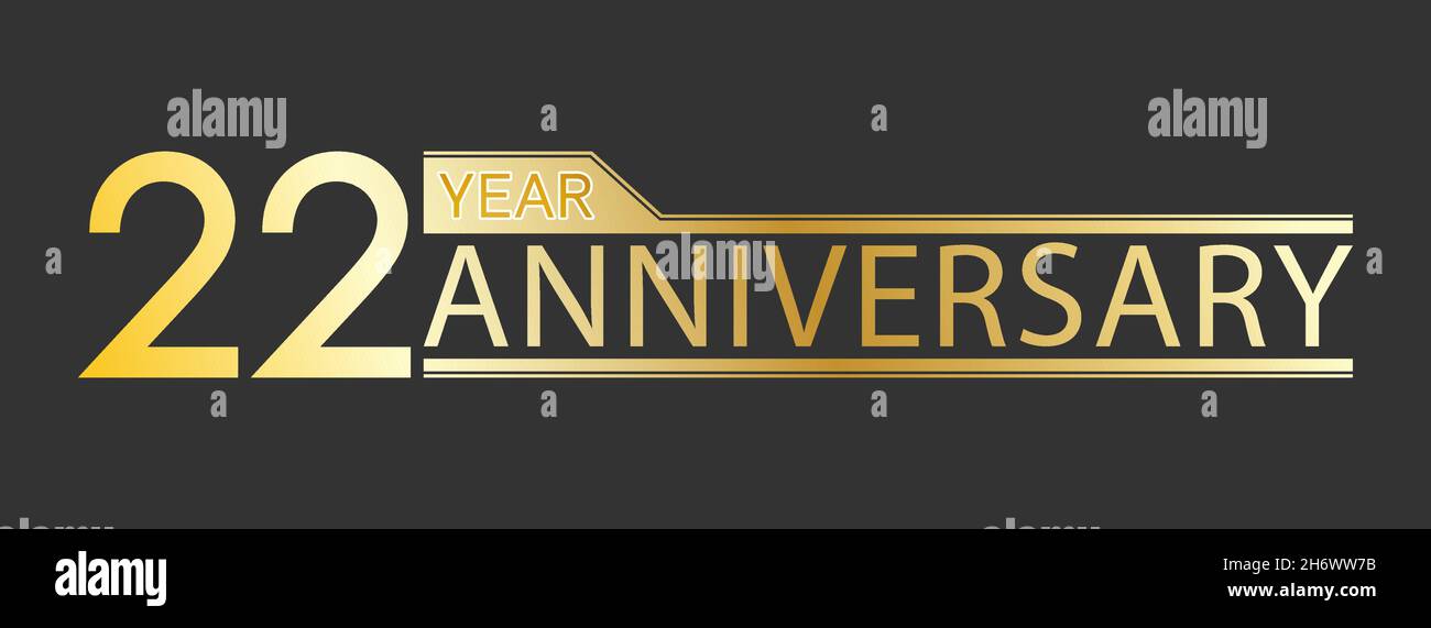 Golden congratulatory inscription 22 year anniversary. Decorative ...