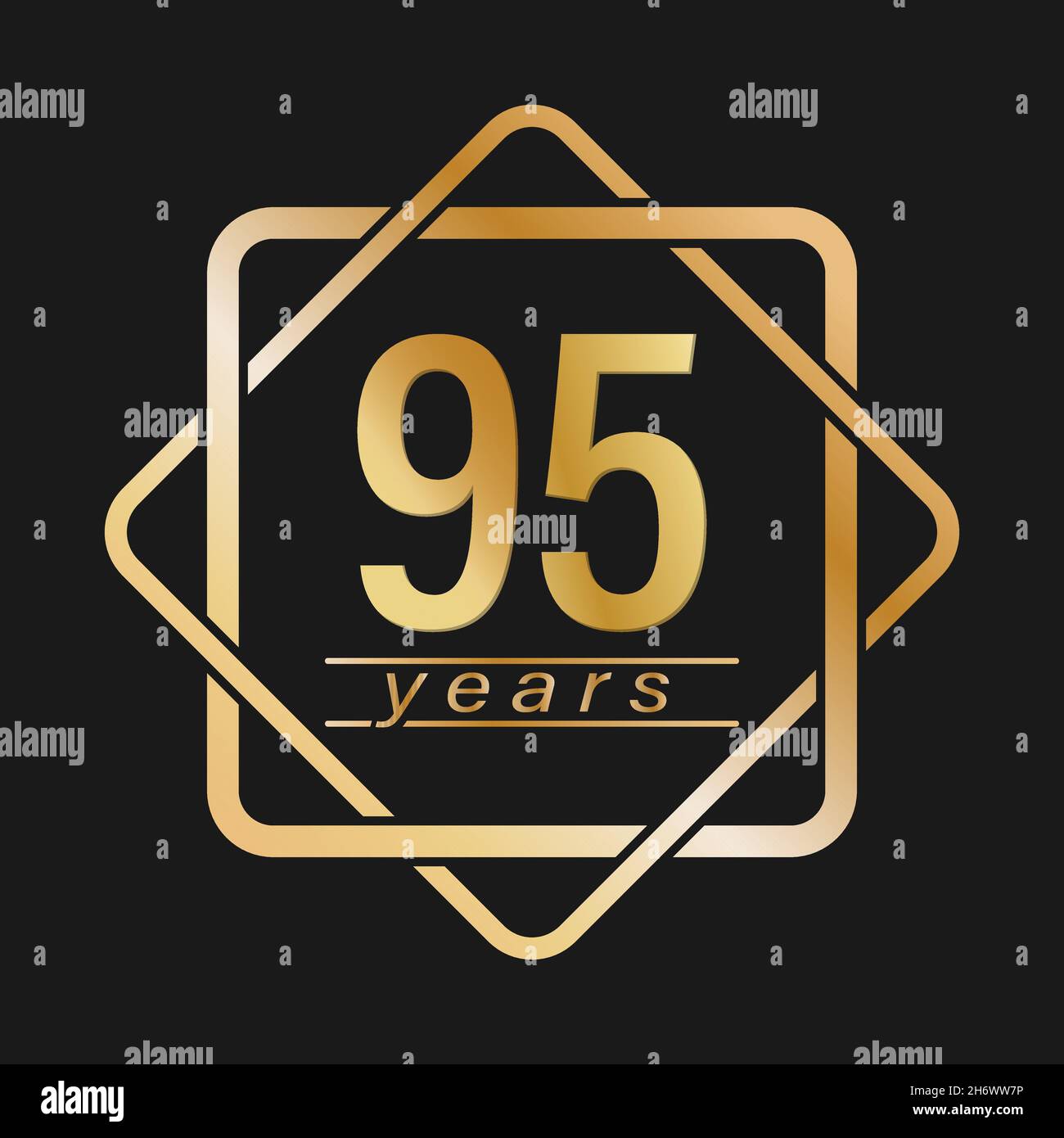 95 years. Stylized gold lettering for congratulations. Flat style Stock ...