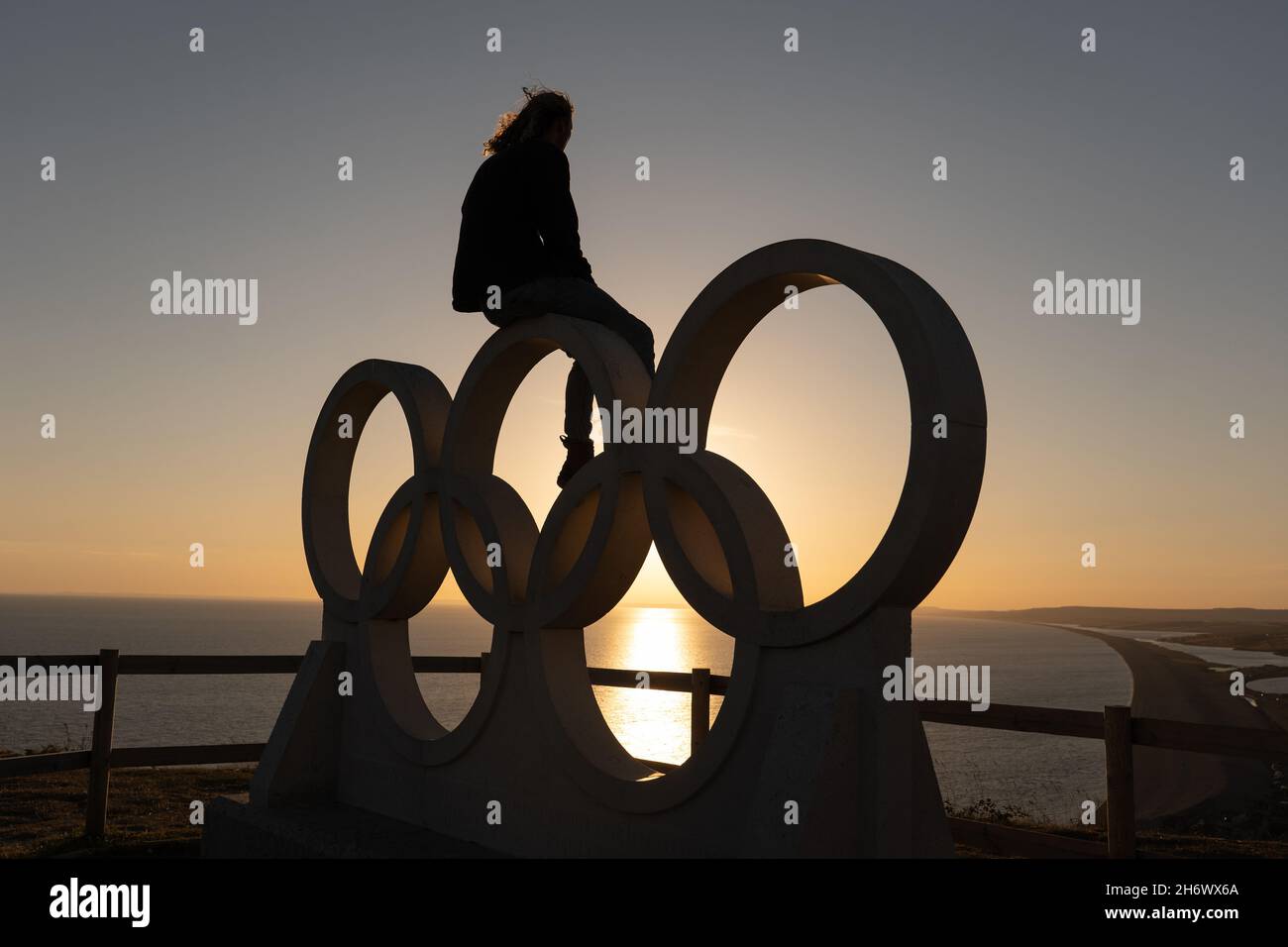 Tom Squires at The Olympic Rings Stone Structure on the 20th July 2020 ...