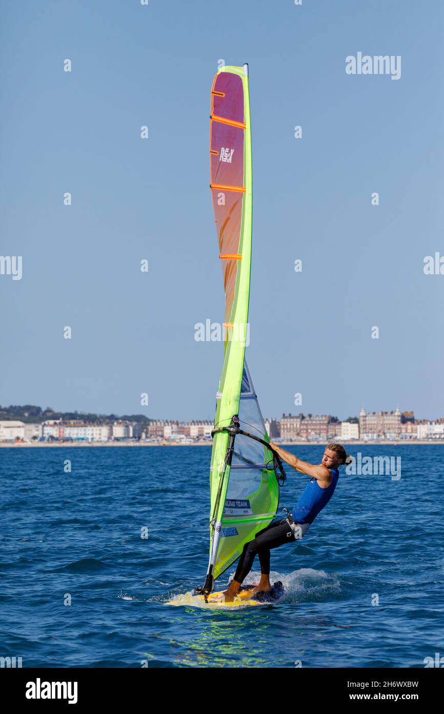 Tom Squires during a windsurf RS:X training session on the 21st July ...