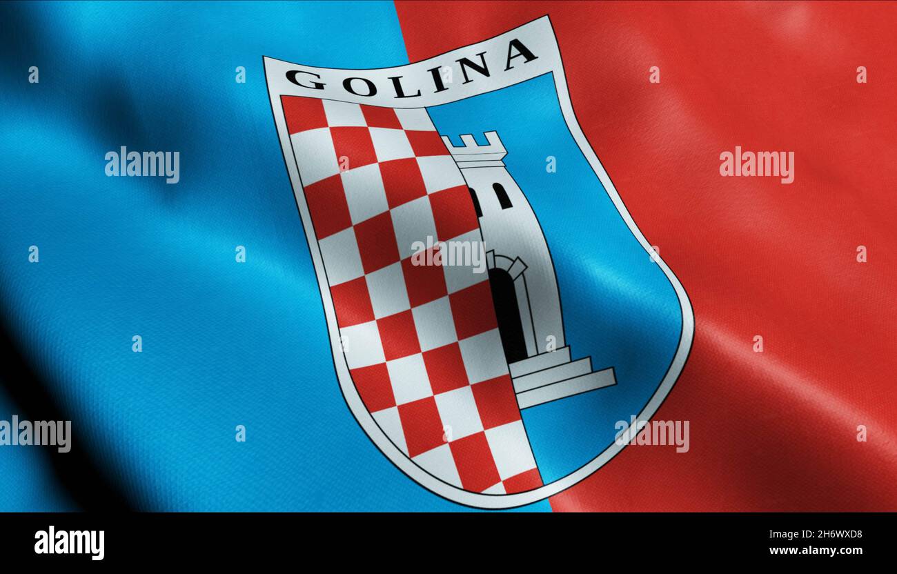 3D Illustration of a waving Poland city flag of Golina Stock Photo - Alamy