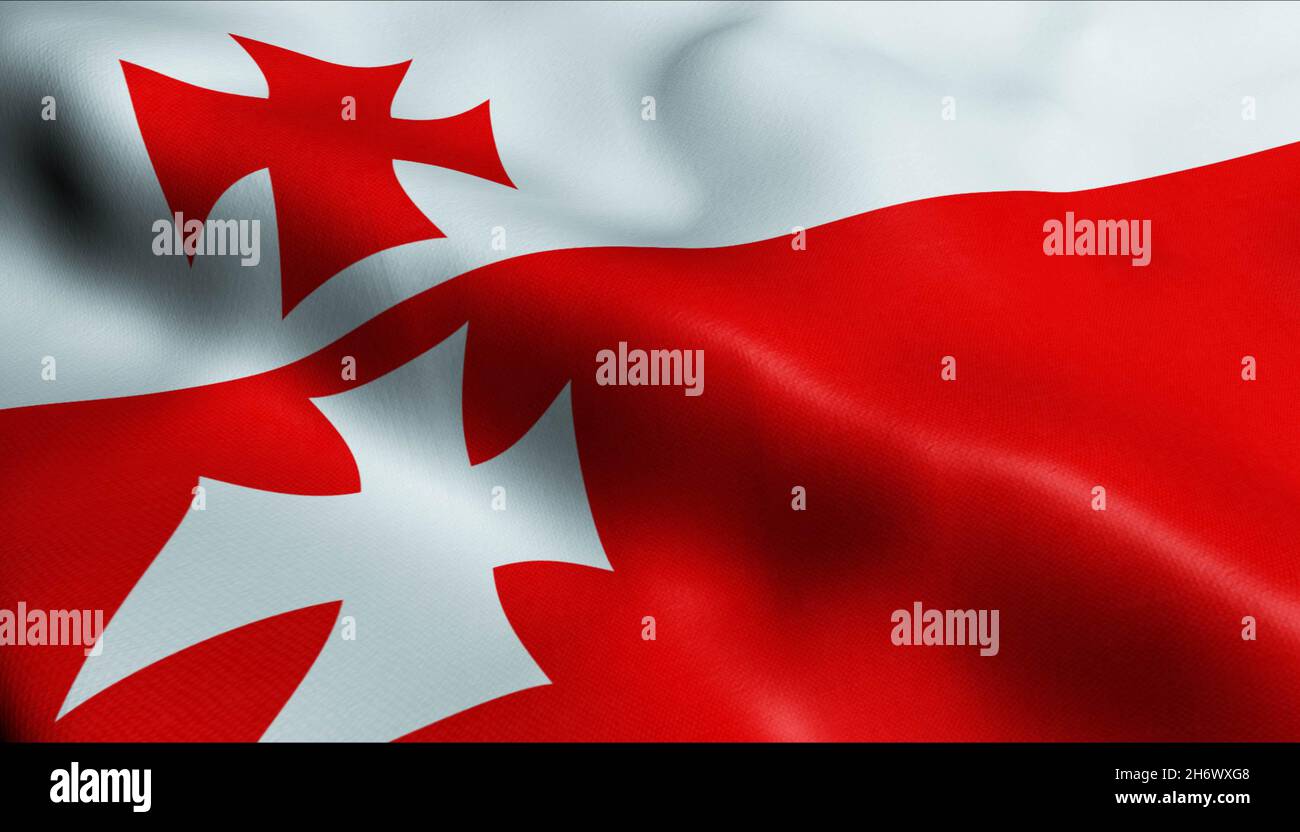3D Illustration of a waving Poland city flag of Elblag Stock Photo - Alamy