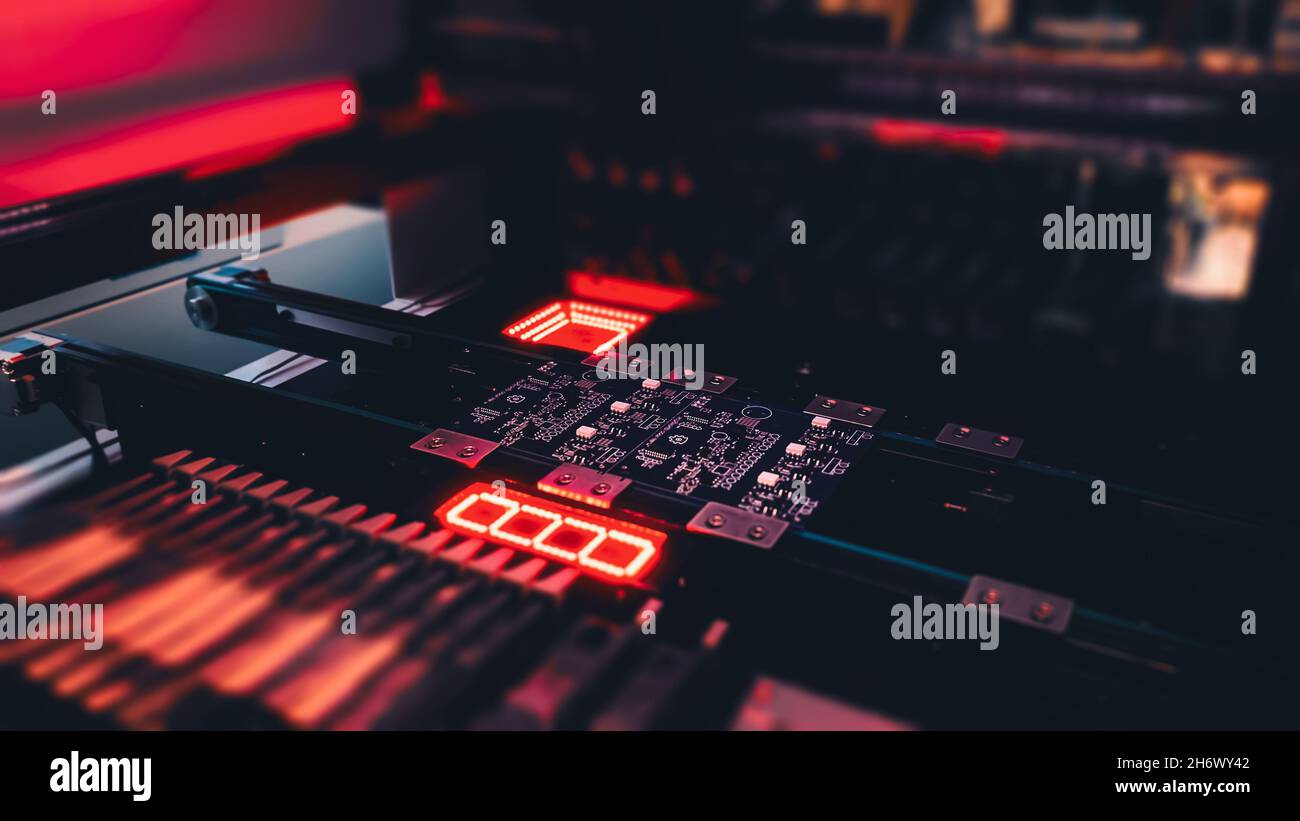 Automatic production of computer chips by SMT Pick and Place machine ...