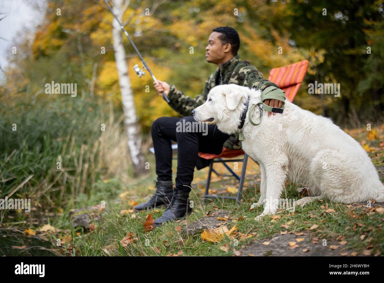Man and dog fishing hi-res stock photography and images - Alamy